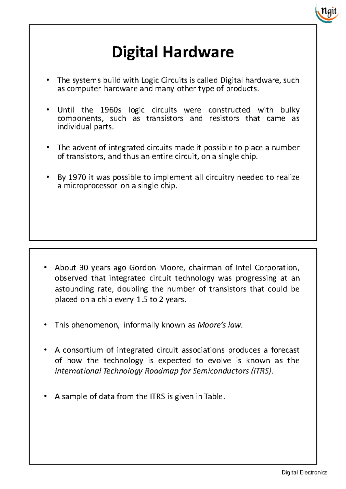 DE Unit-1(Part-4) - unit1 - Digital Hardware The systems build with Logic Circuits is called ...