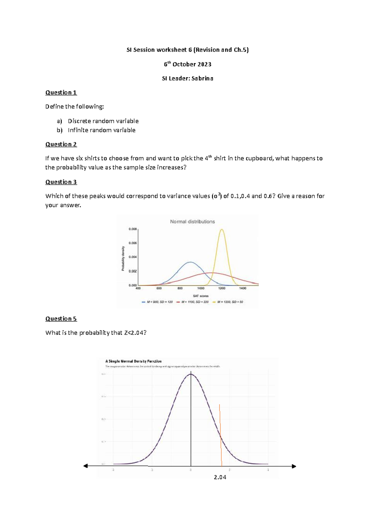 SI Session worksheet 6 - Questions - SI Session worksheet 6 (Revision ...