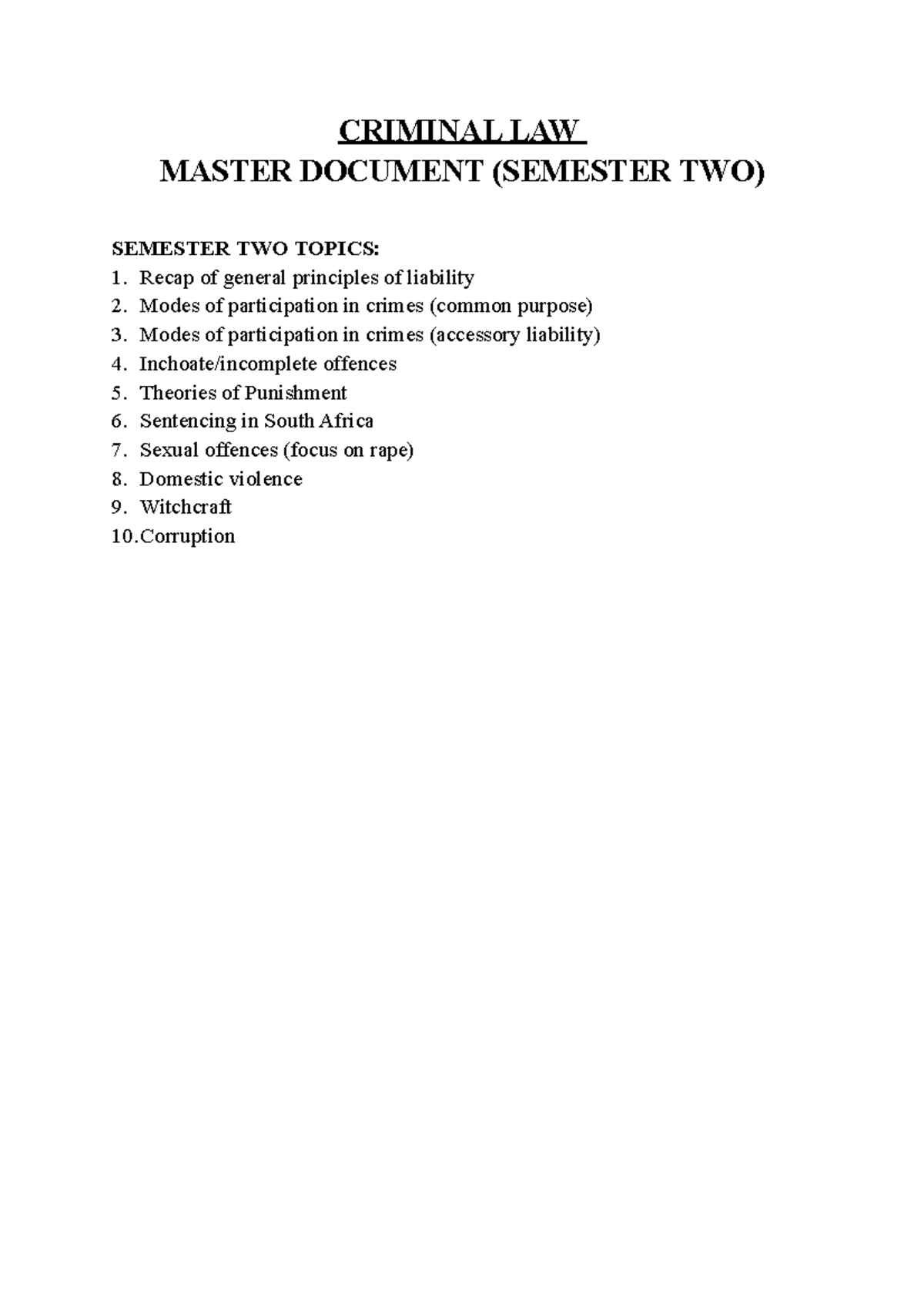 Crim Semester II (Master Document) - CRIMINAL LAW MASTER DOCUMENT ...