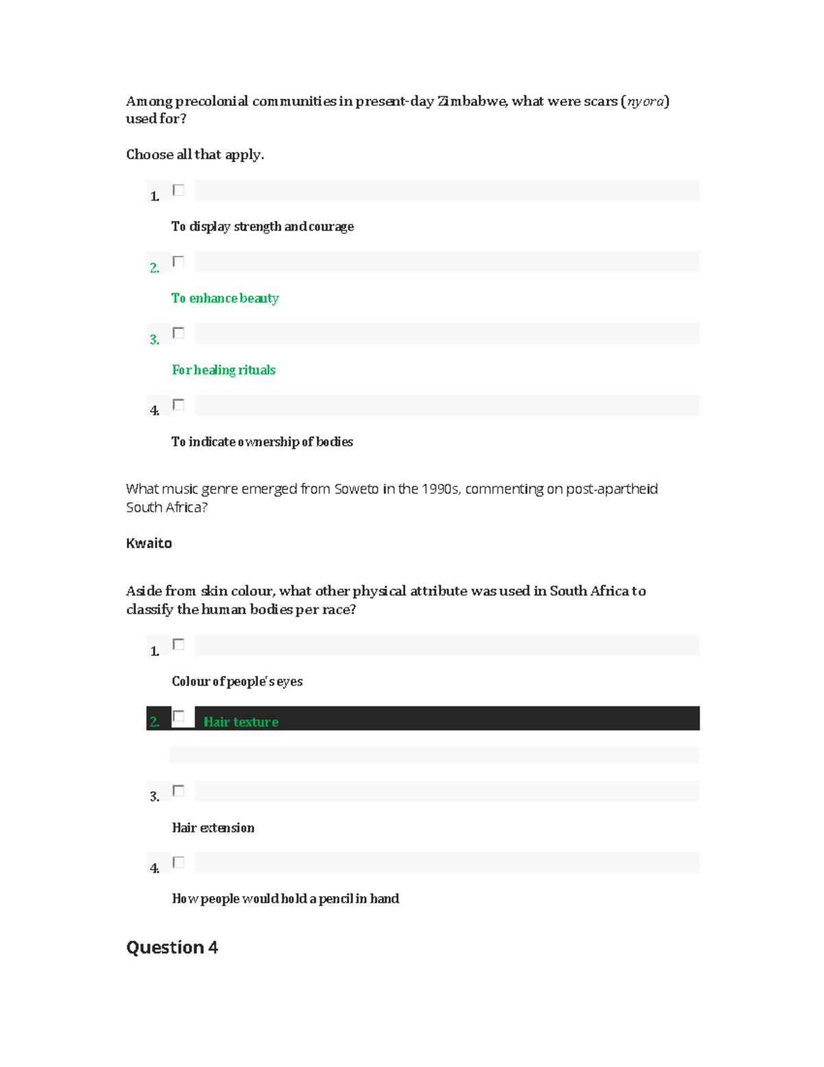 African Insights - Helps with multiple choice questions - Among ...