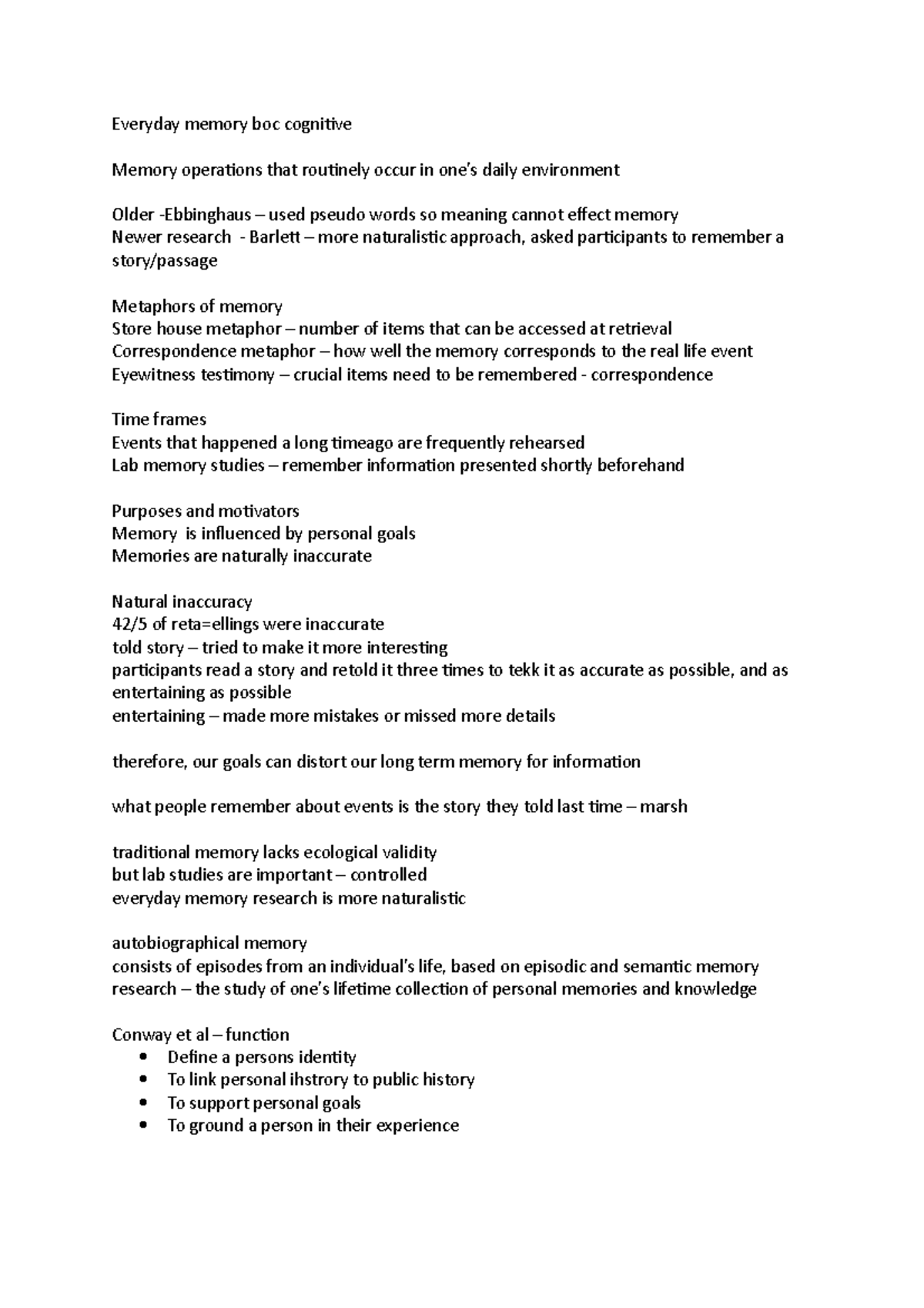 Everyday memory boc cognitive - Everyday memory boc cognitive Memory ...