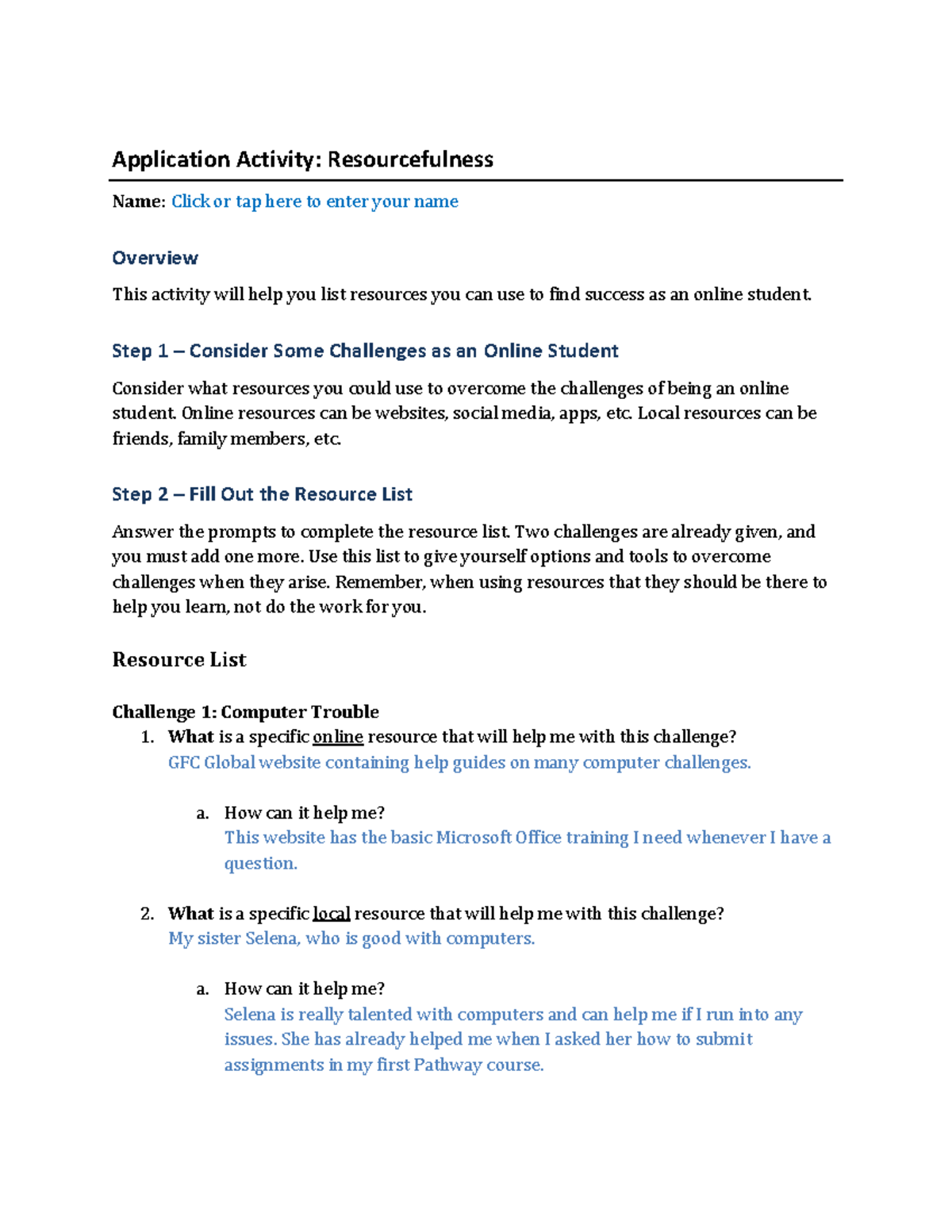 Pc103 W06 document applicationactivityresourcefulness sample ...