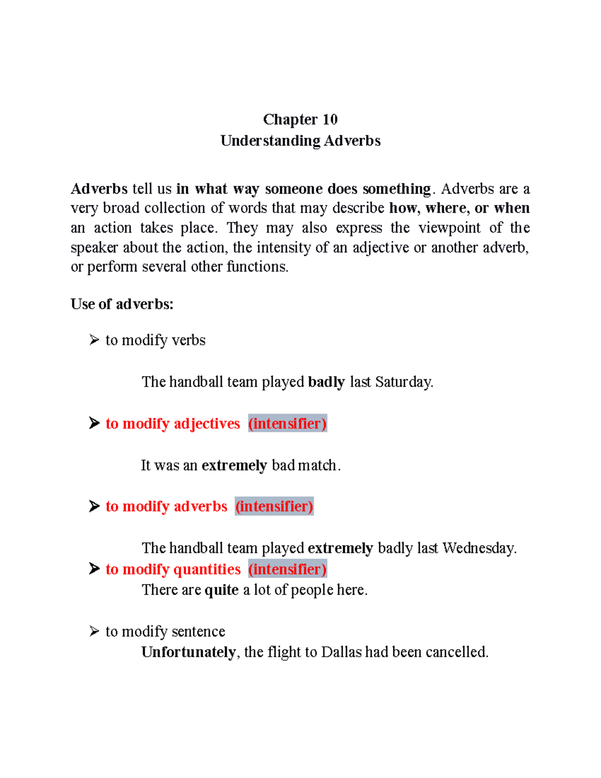 Chapter 10 Understanding Adverbs - Chapter 10 Understanding Adverbs ...