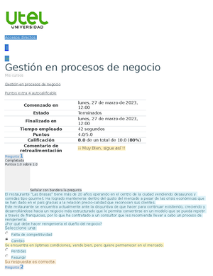 Gestión en procesos de negocio Examen 3-A - Gestion en Procesos de Negocios - UTEL - Studocu