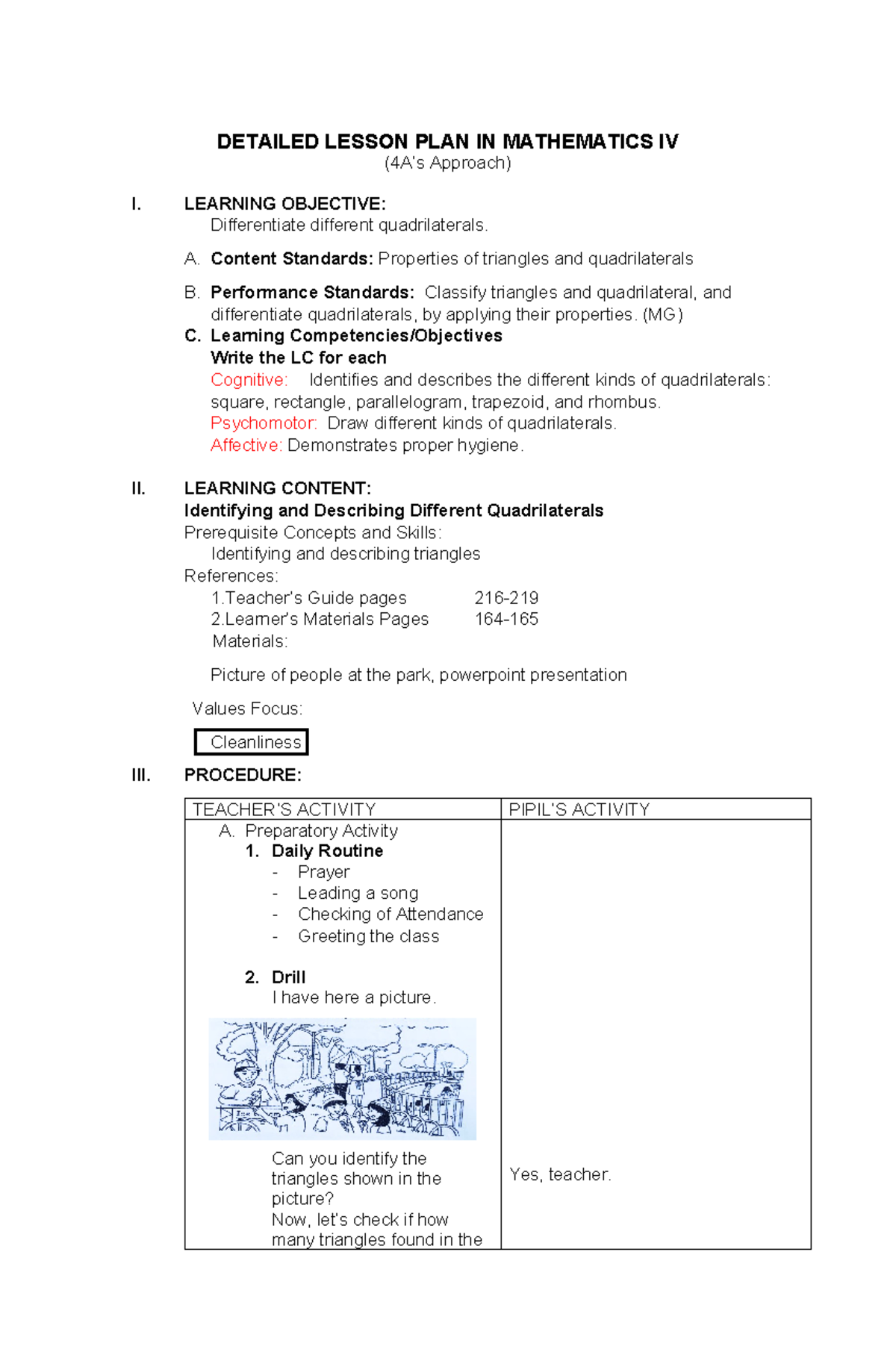 COT- Grade 4- MATH-DEMO- Carlo - DETAILED LESSON PLAN IN MATHEMATICS IV (4A’s Approach) I ...