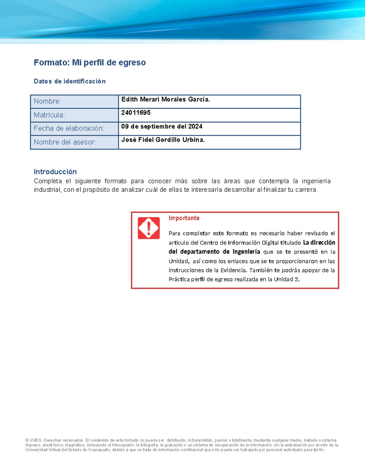 Morales Merari Mi perfil de egreso - Formato: Mi perfil de egreso Datos ...