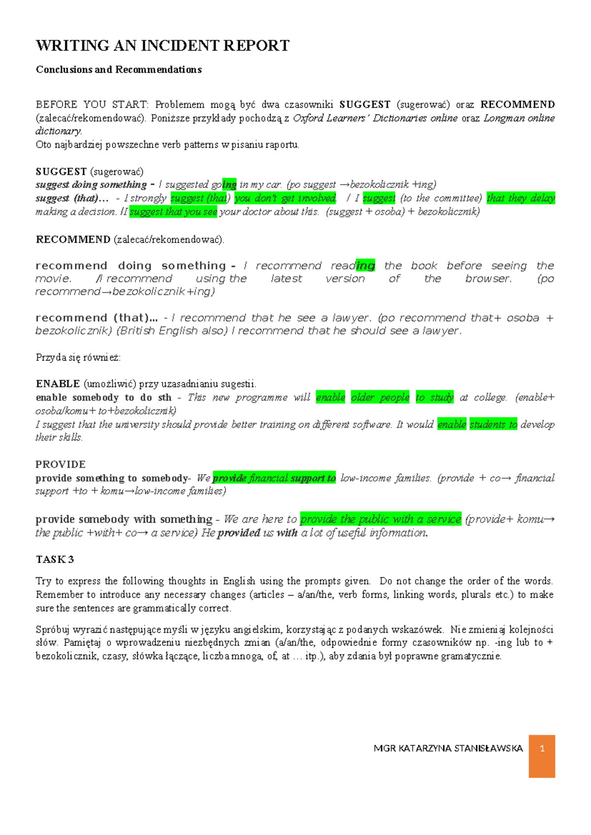 4. incident report conclusions - WRITING AN INCIDENT REPORT Conclusions ...