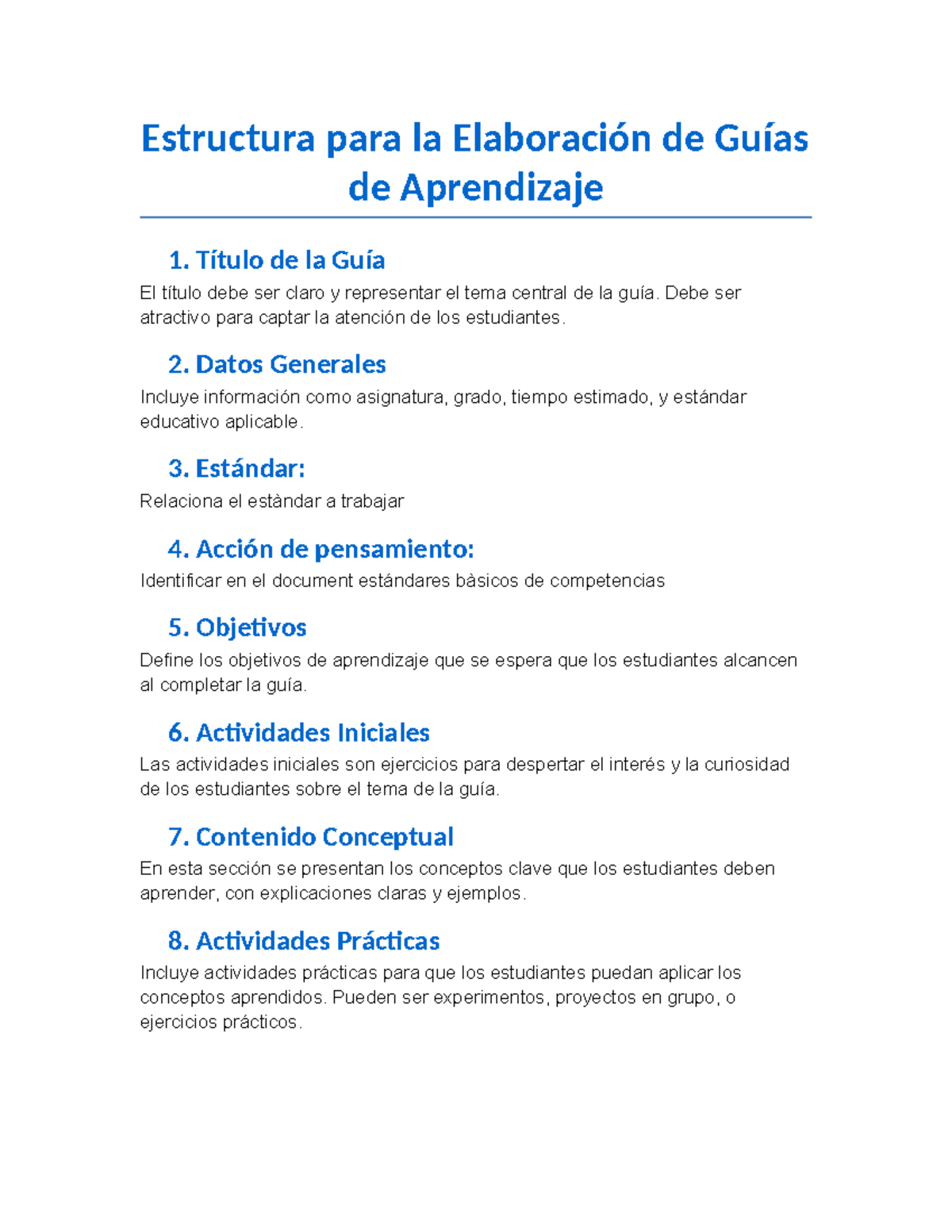 Estructura Guia Aprendizaje - Estructura para la Elaboración de Guías de Aprendizaje 1. Título ...
