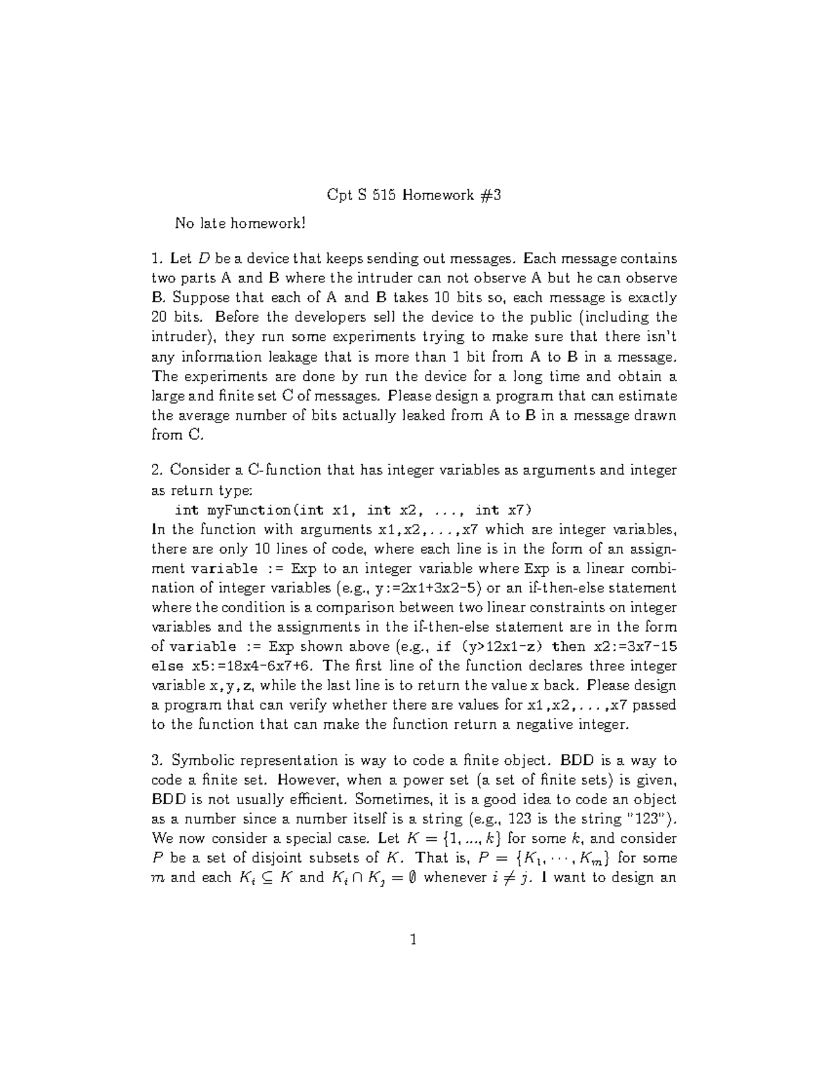 Newhomework 3 - Master's level advance algorithm assignment. - Cpt S ...