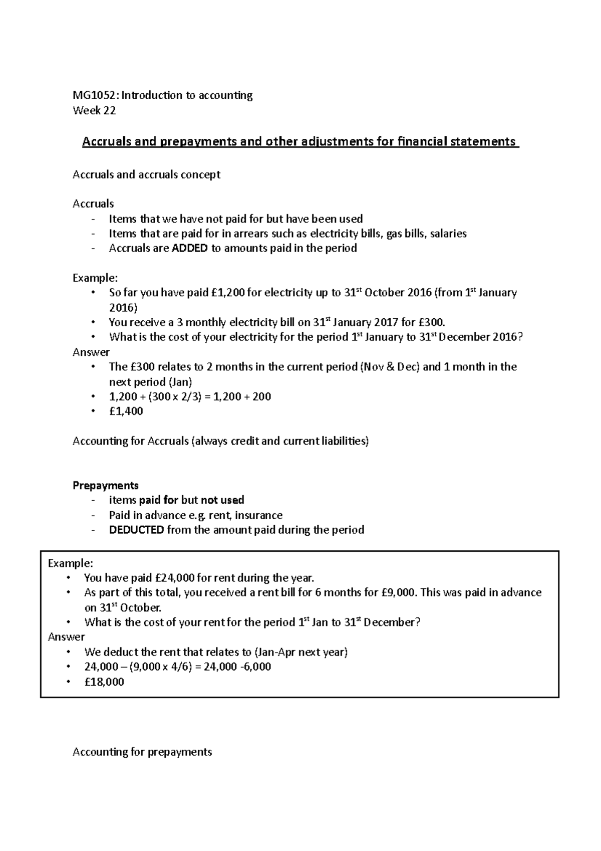 Accruals and prepayments and other adjustments for financial statements ...
