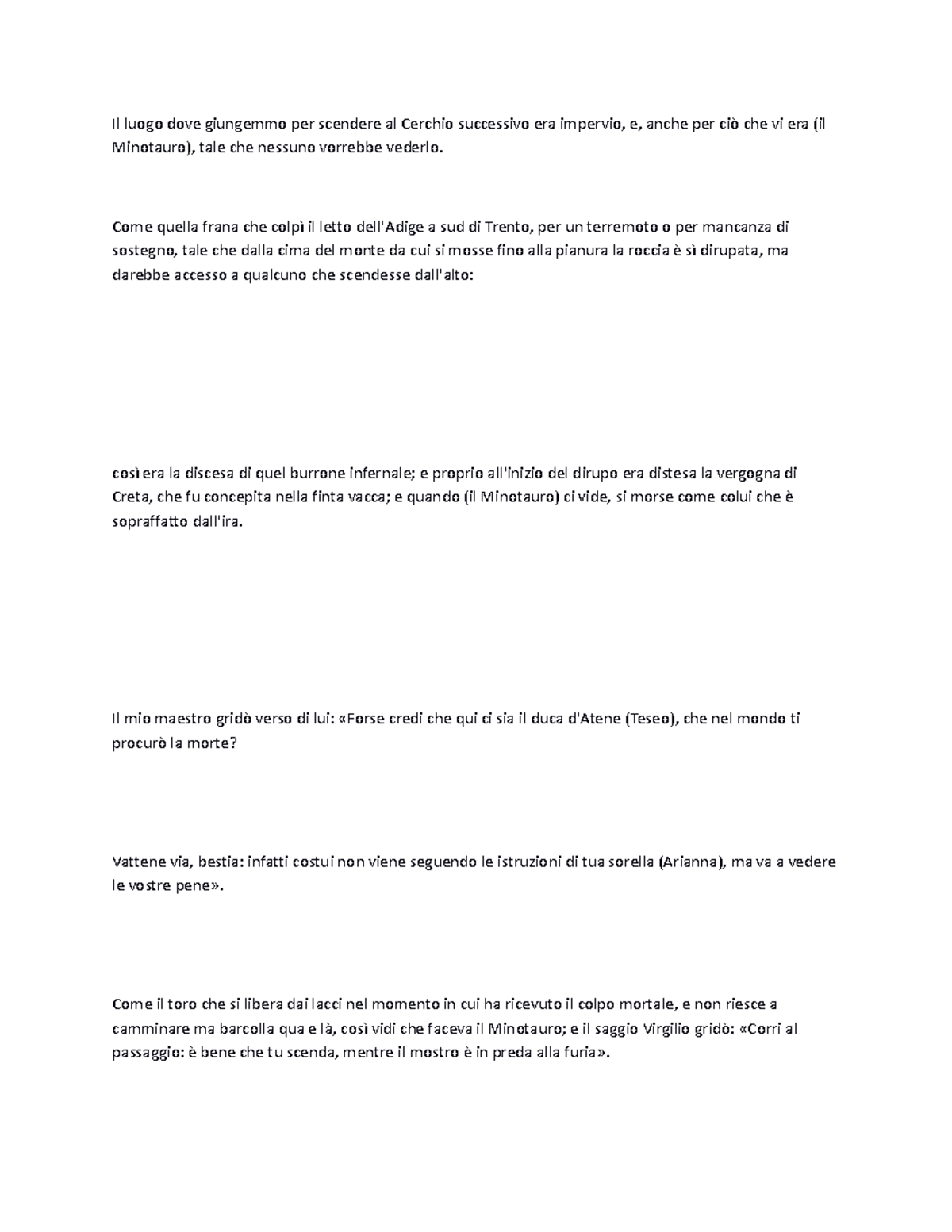 Canto XII Inferno - Il luogo dove giungemmo per scendere al Cerchio ...