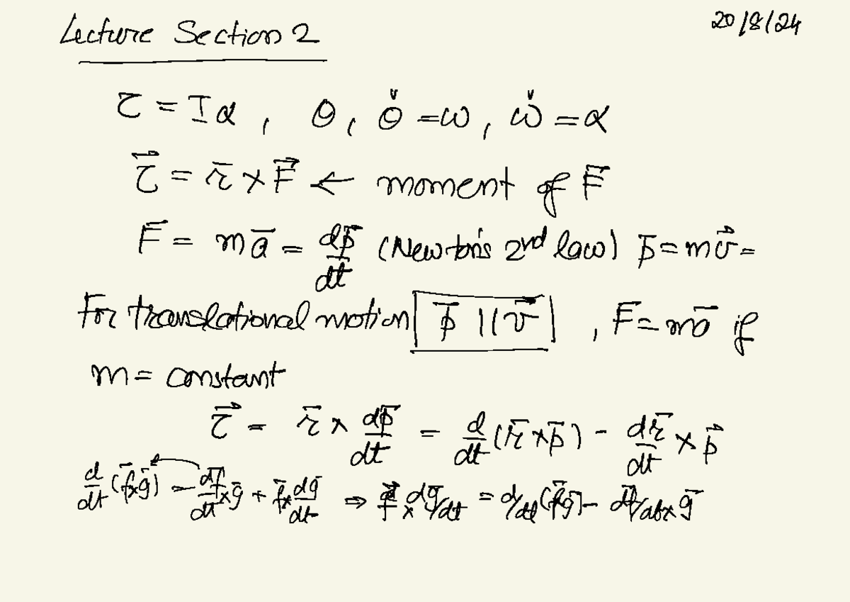 2024-08-20 L2 Lec5 - solutions - Here Section 2 2018/ c = Ia , 0 ...
