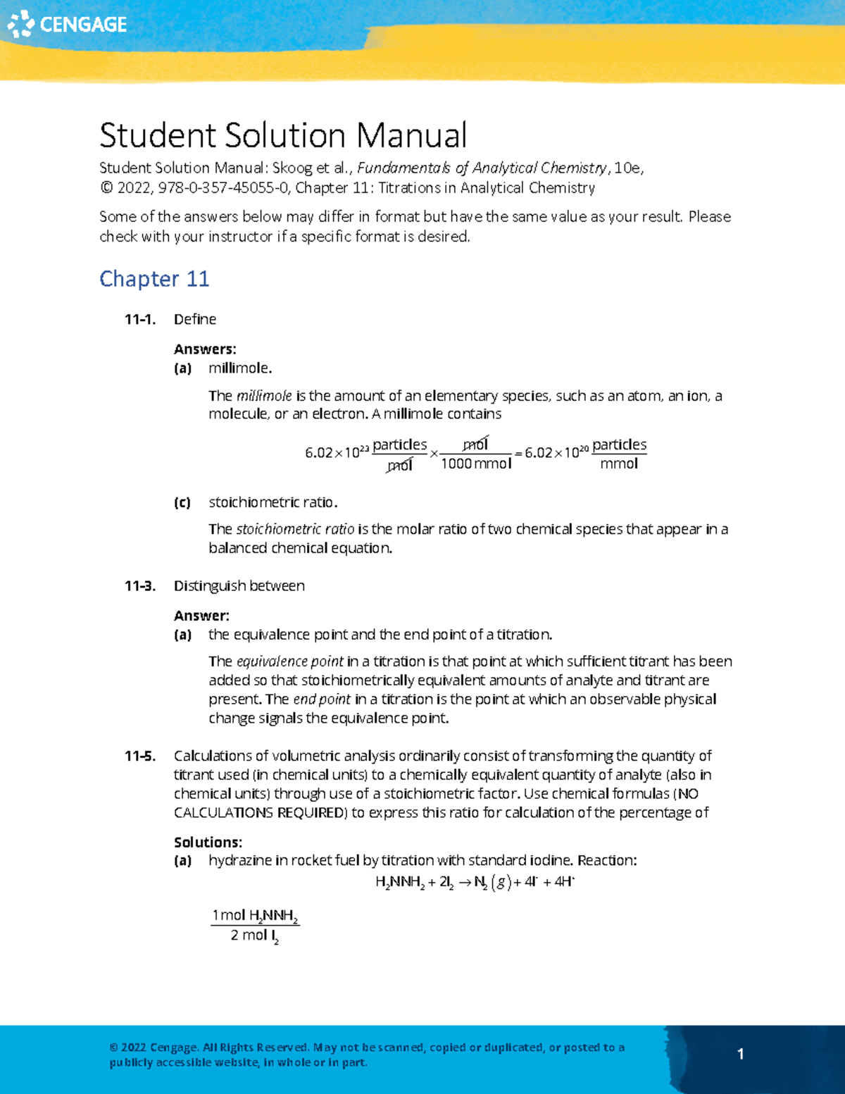Skoog FAC 10e SSM Ch11 - ppt - 1 © 2022 Cengage. All Rights Reserved. May not be scanned, copied ...