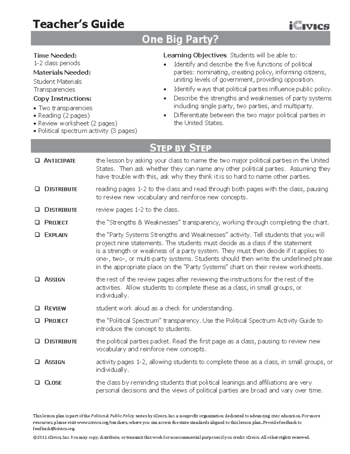 02 one big party - This lesson plan is part of the Politics & Public ...