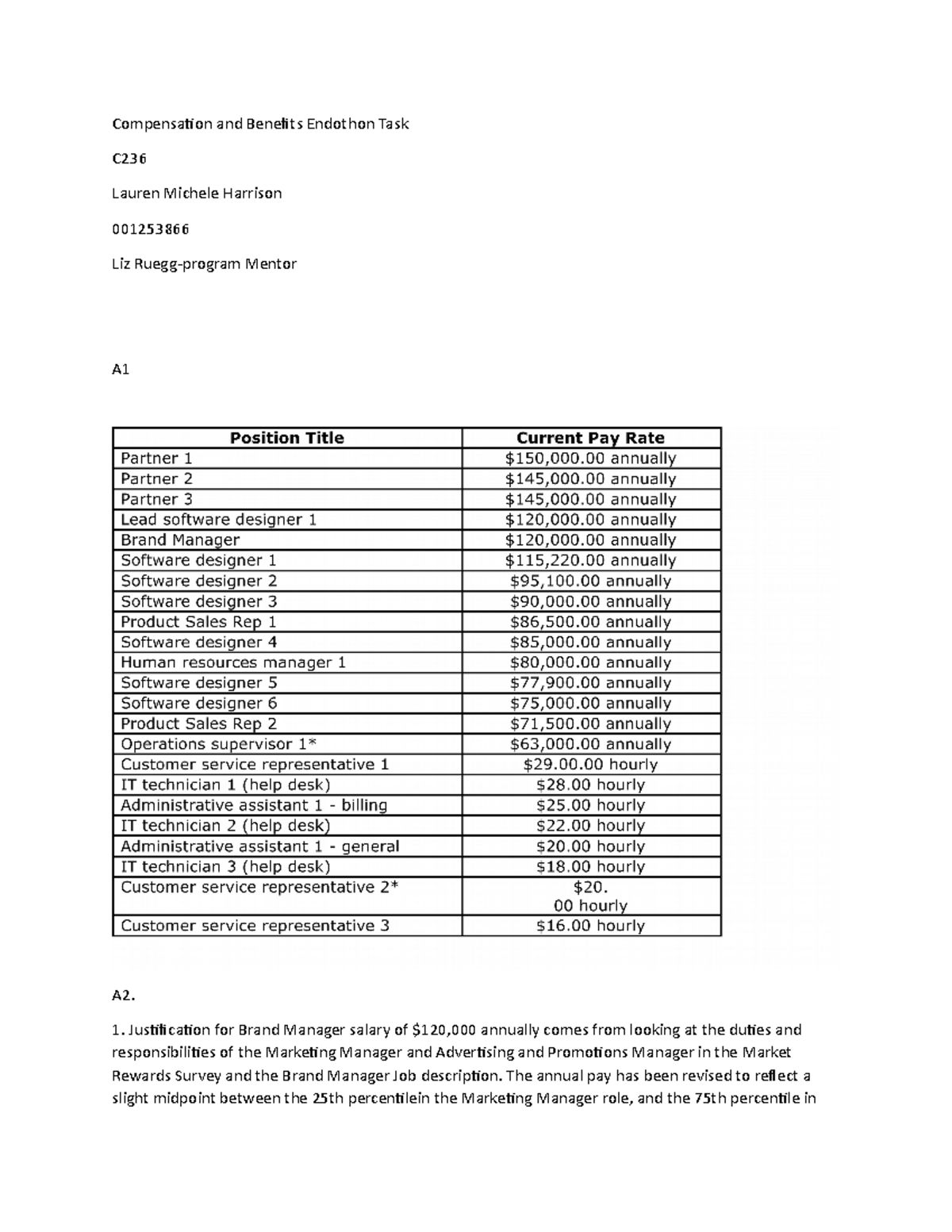 Compensation and Benefits Endothon Task - Compensation and Benefits ...