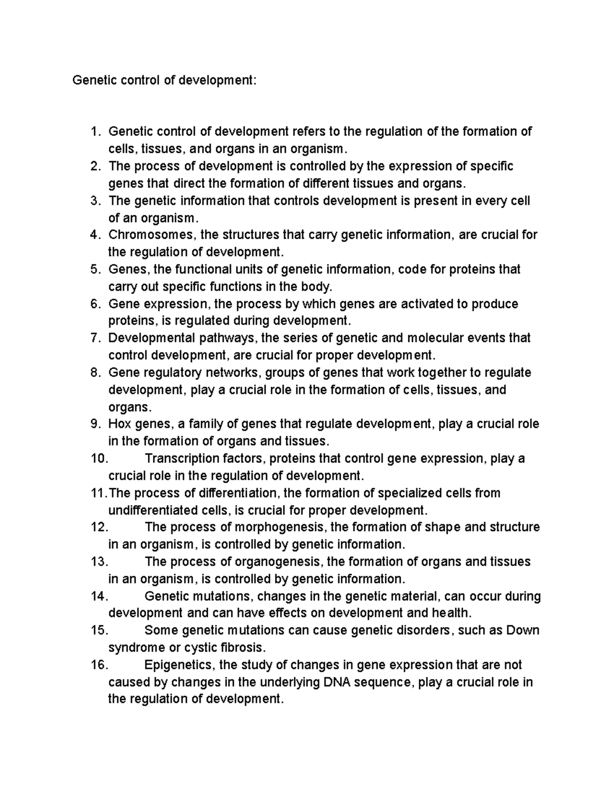 Genetic control of development - Genetic control of development ...