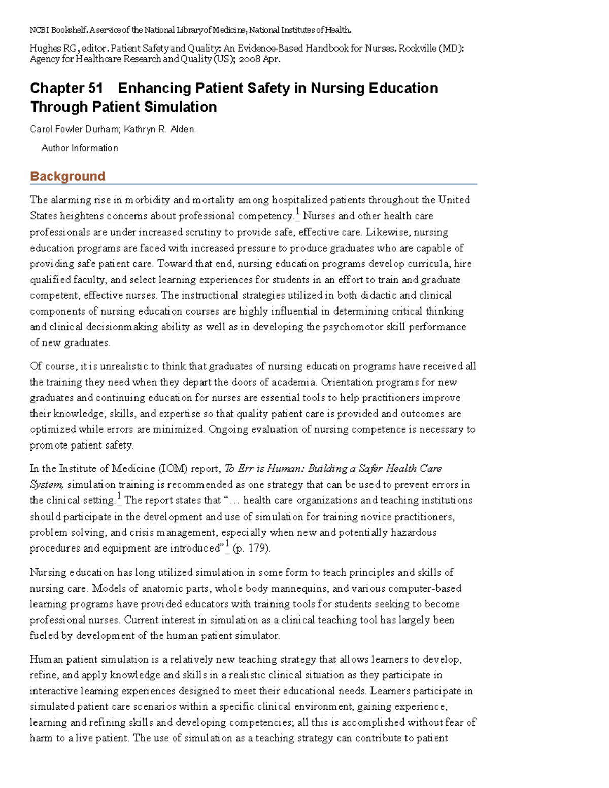 Enhancing Patient Safety in Nursing Education Through Patient ...