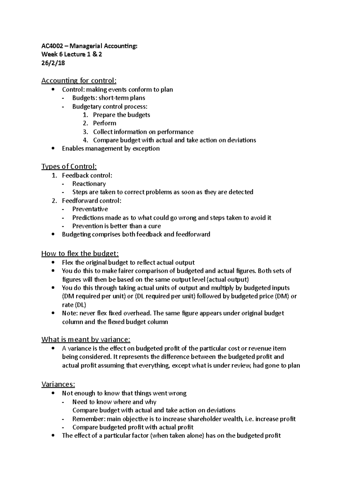 Week 6 Lecture 1 2 AC4002 - AC4002 – Managerial Accounting: Week 6 ...