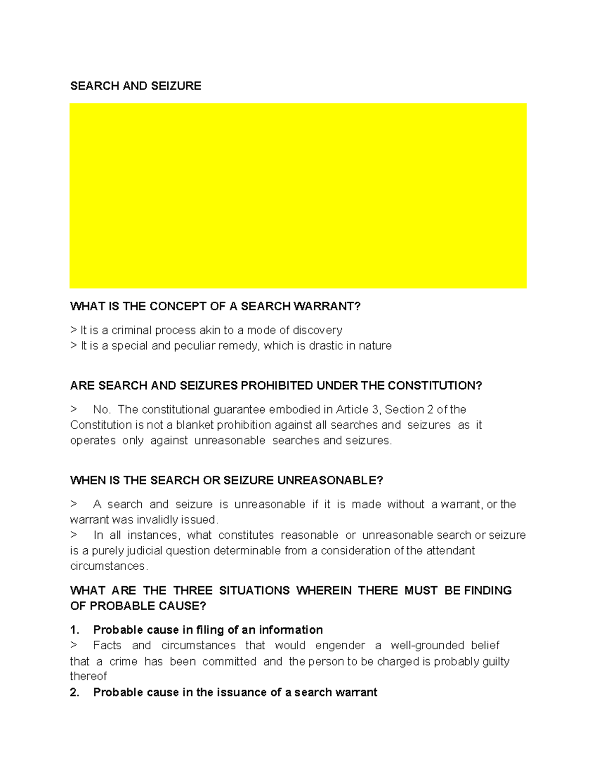 Arrest search and siezure - SEARCH AND SEIZURE Section 1. Search ...