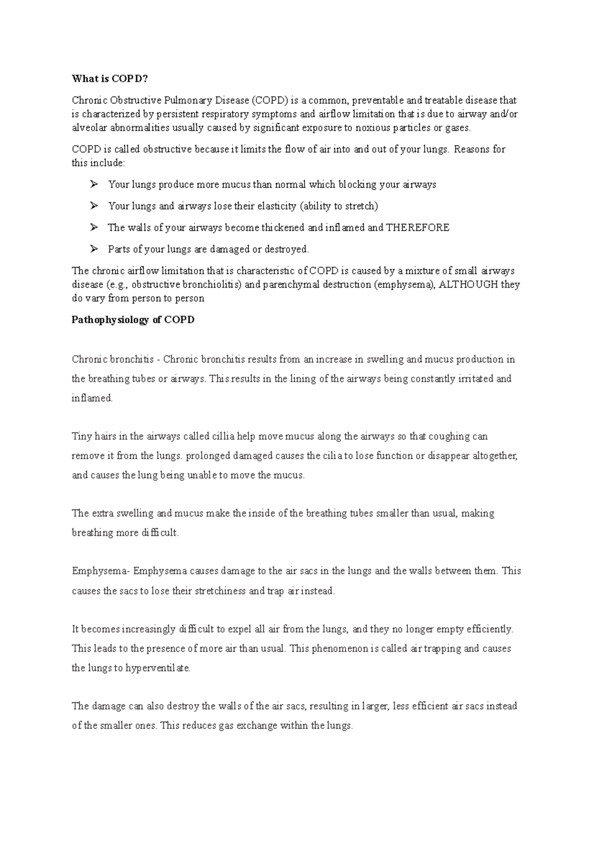 Coppd - Lecture notes 1-3 - What is COPD? Chronic Obstructive Pulmonary ...