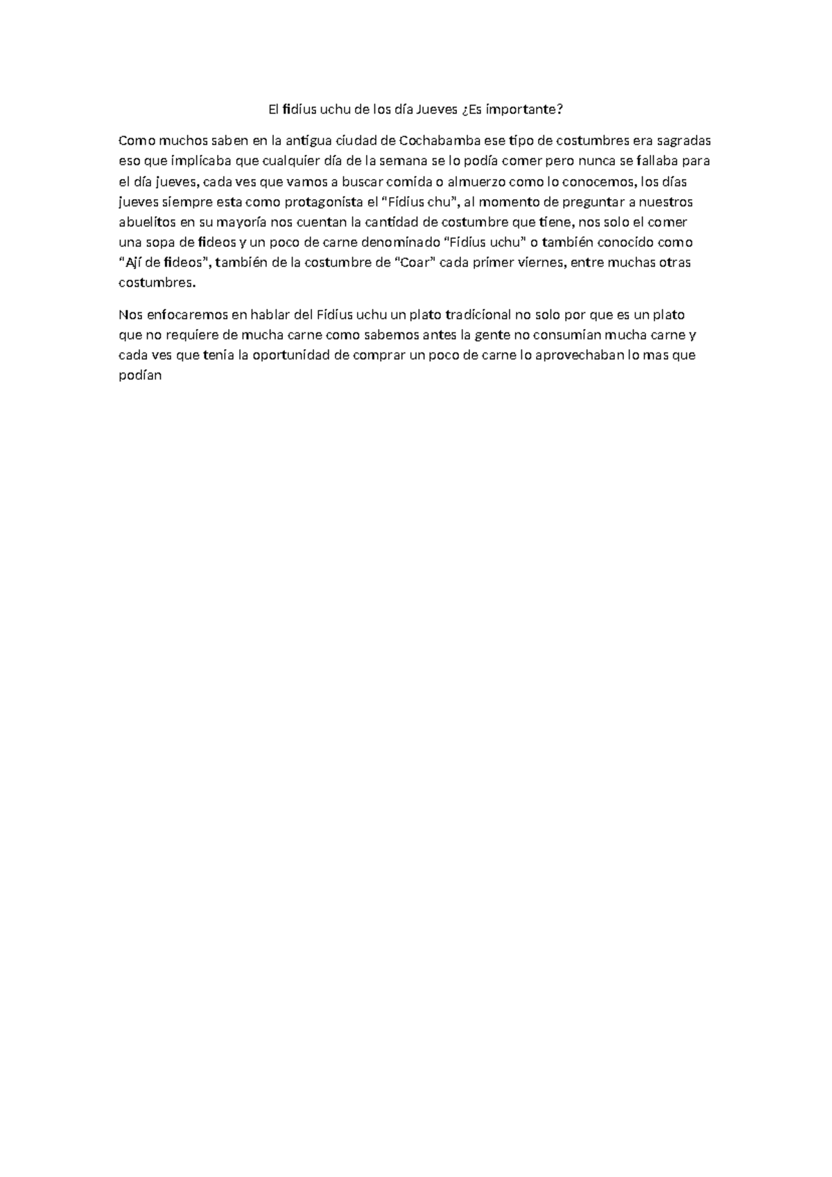 El fidius uchu de los día Jueves - Nos enfocaremos en hablar del Fidius ...