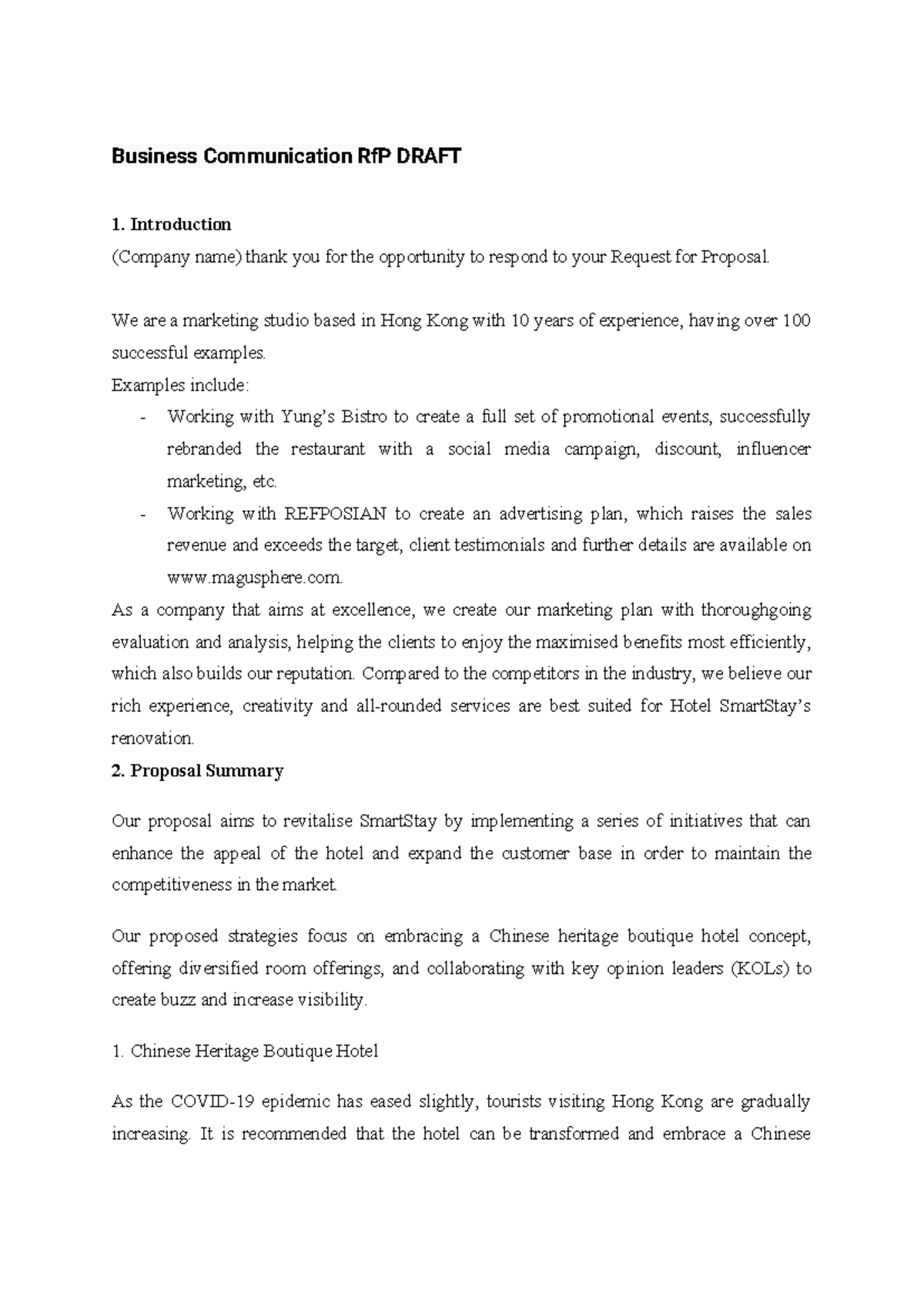 Business Communication RfP Draft - Business Communication RfP DRAFT ...