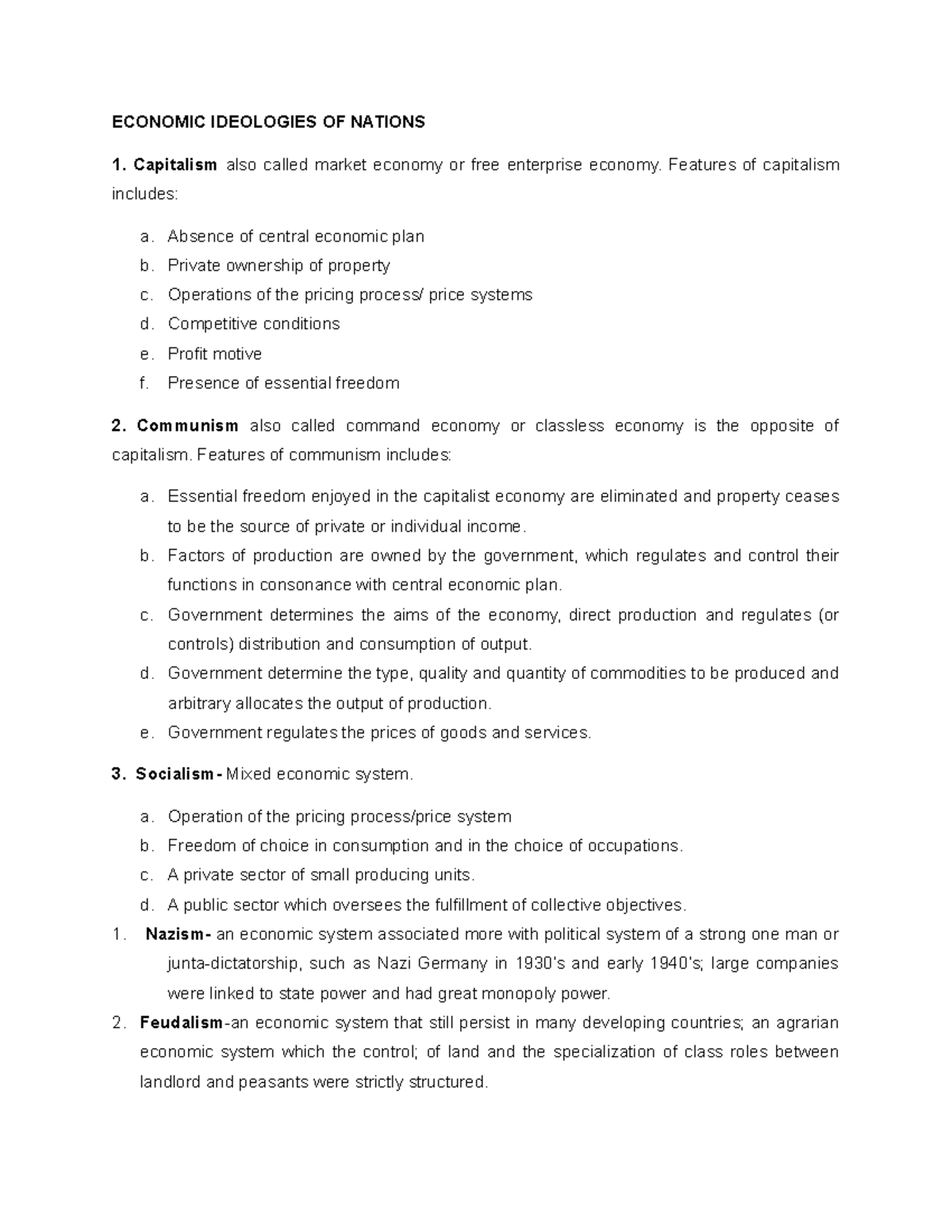 Economic Ideologies OF Nations - ECONOMIC IDEOLOGIES OF NATIONS ...