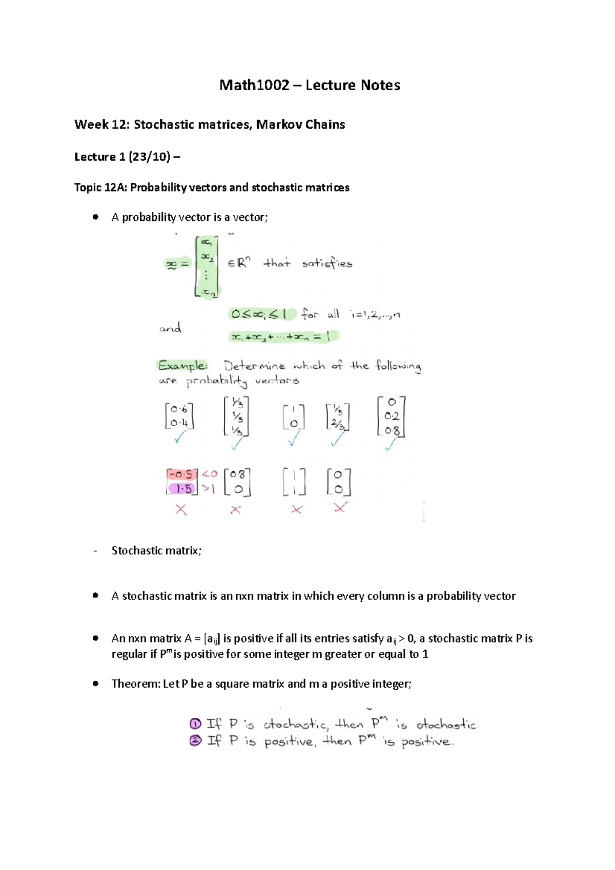 Math1002 Wk12 Stochastic Matrices And Markov Chains Math1002