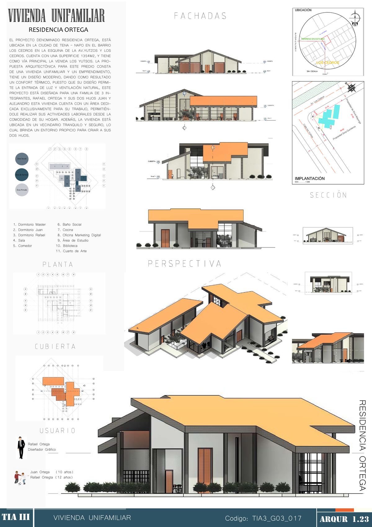 Lámina A1 Taller - TIA III VIVIENDA UNIFAMILIAR Codigo: TIA3_G03_ ARQUR ...