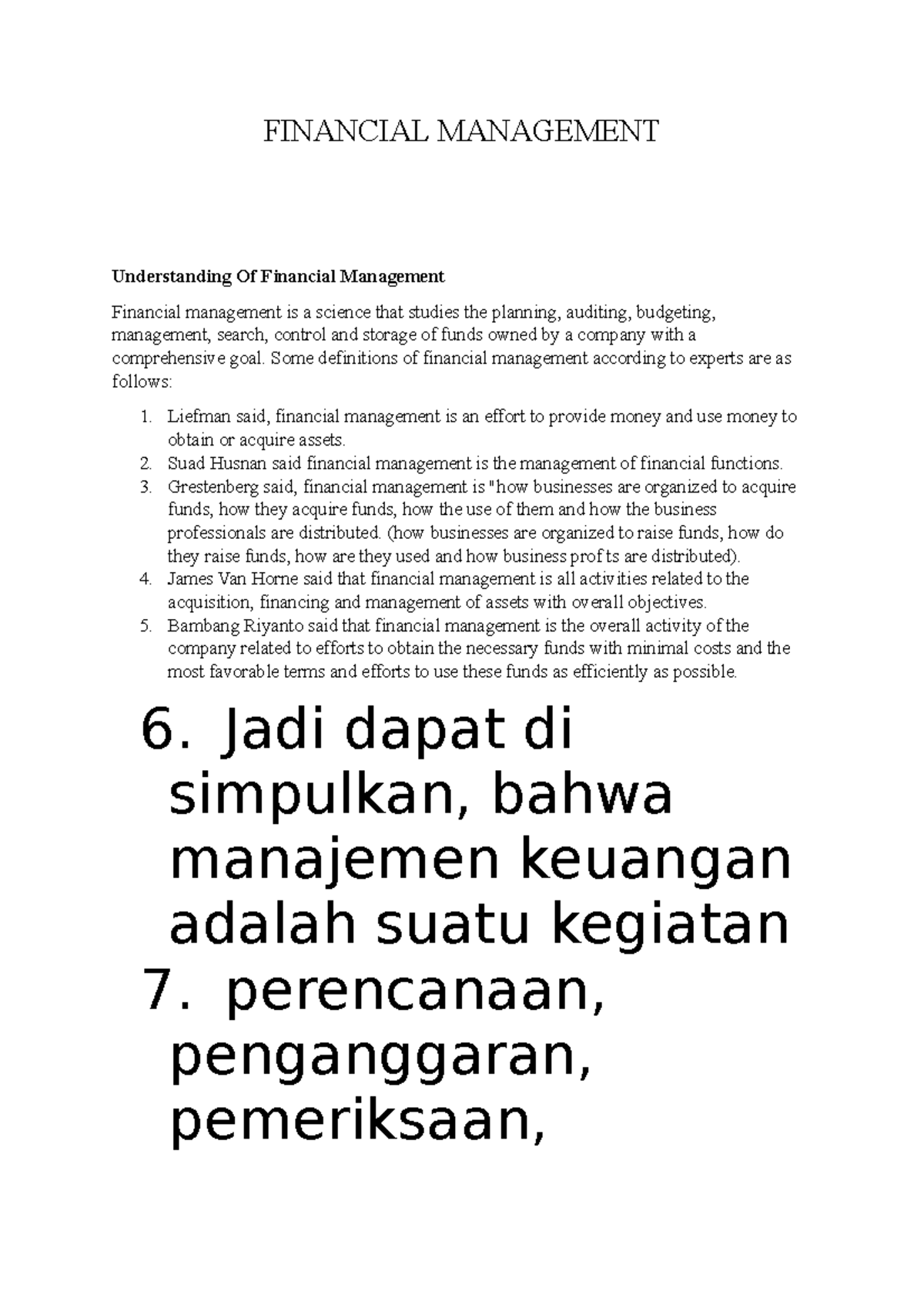 Financial Management FINANCIAL MANAGEMENT Understanding Of Financial
