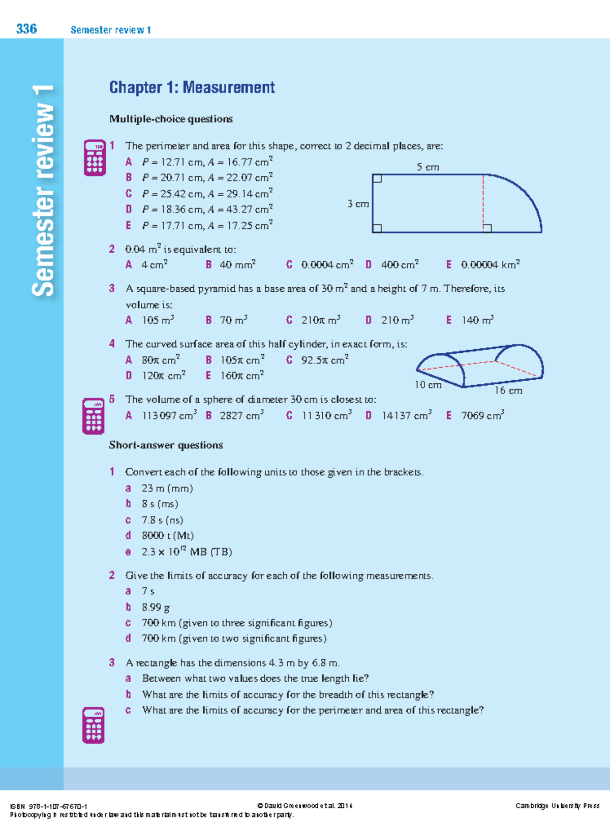 Semester 1 review - maths - 336 Semester review 1 Chapter 1 ...