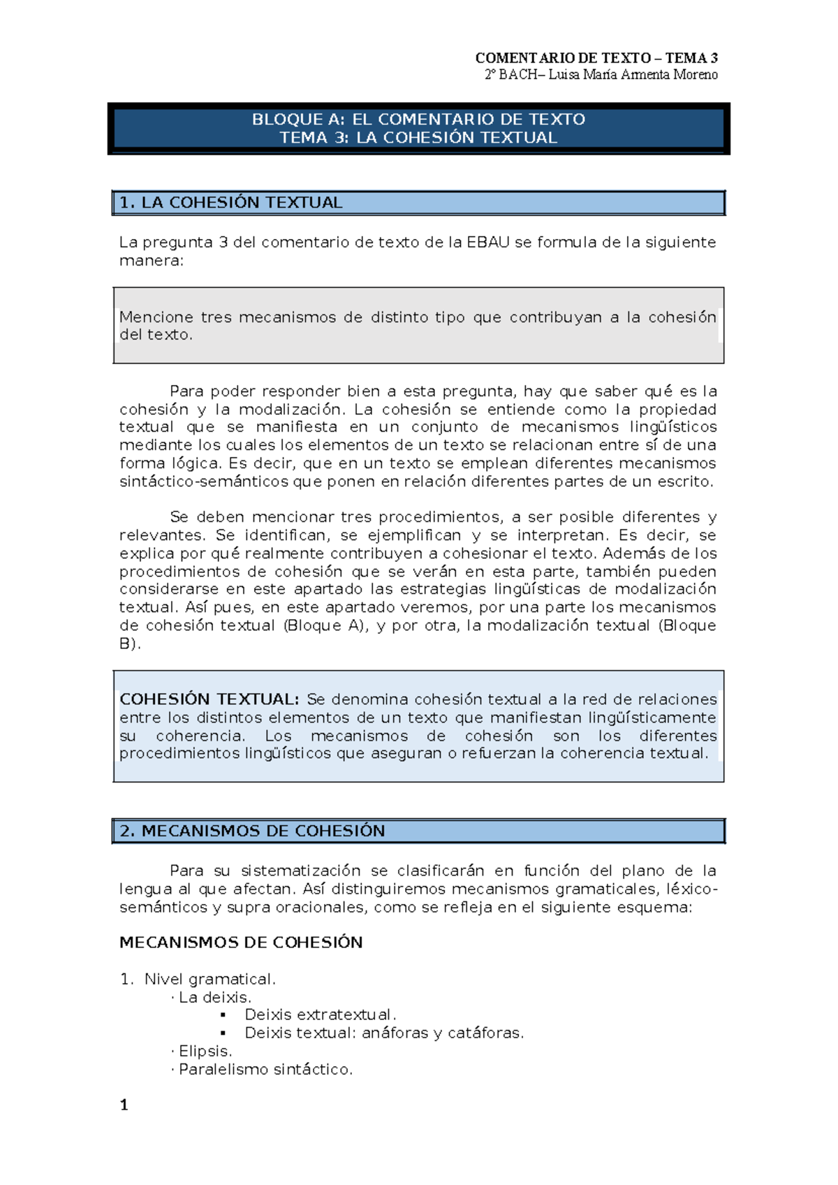 CDT TEMA 3 CohesióN 2B - tema 3 - 2º BACH– Luisa María Armenta Moreno ...