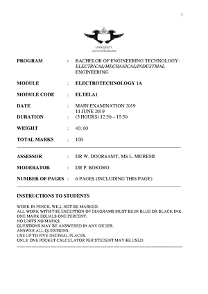 Learner guide Electrotech 1A BEng Tech 2023 - FACULTY OF ENGINEERING ...