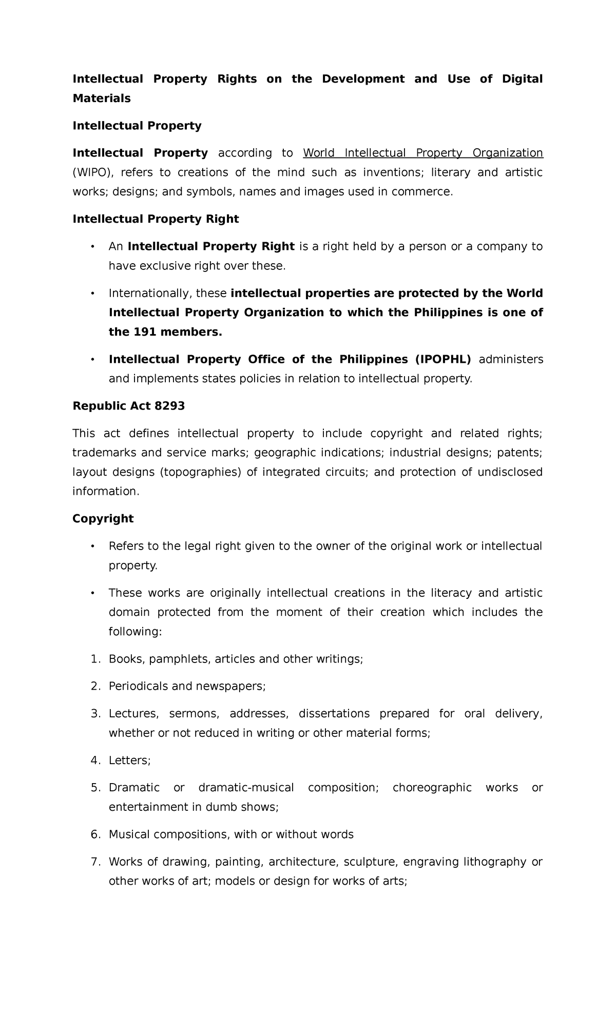 Report paper - Intellectual Property Rights on the Development and Use ...