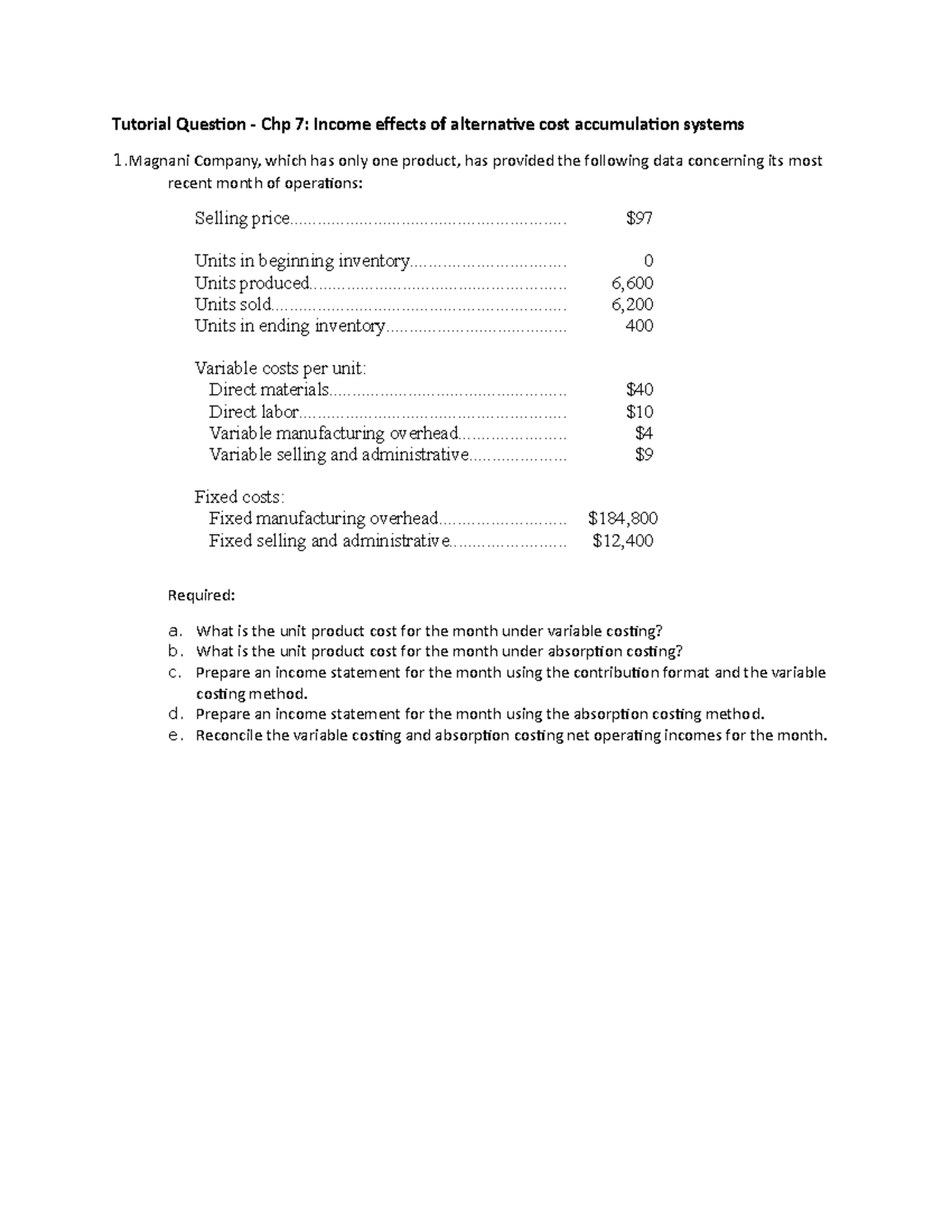 Tutorial Question Chp 7 ...