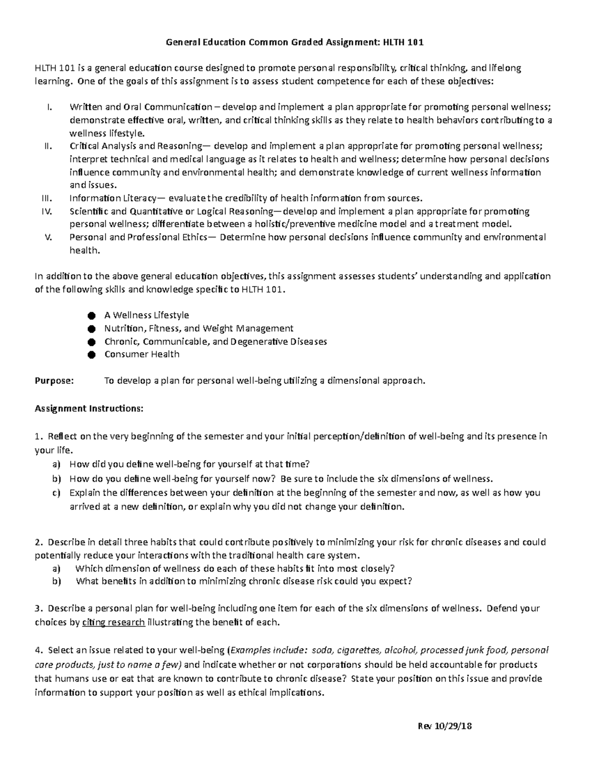 HLTH101 Midterm CGA - Summary Health And Wellness (I) - General ...