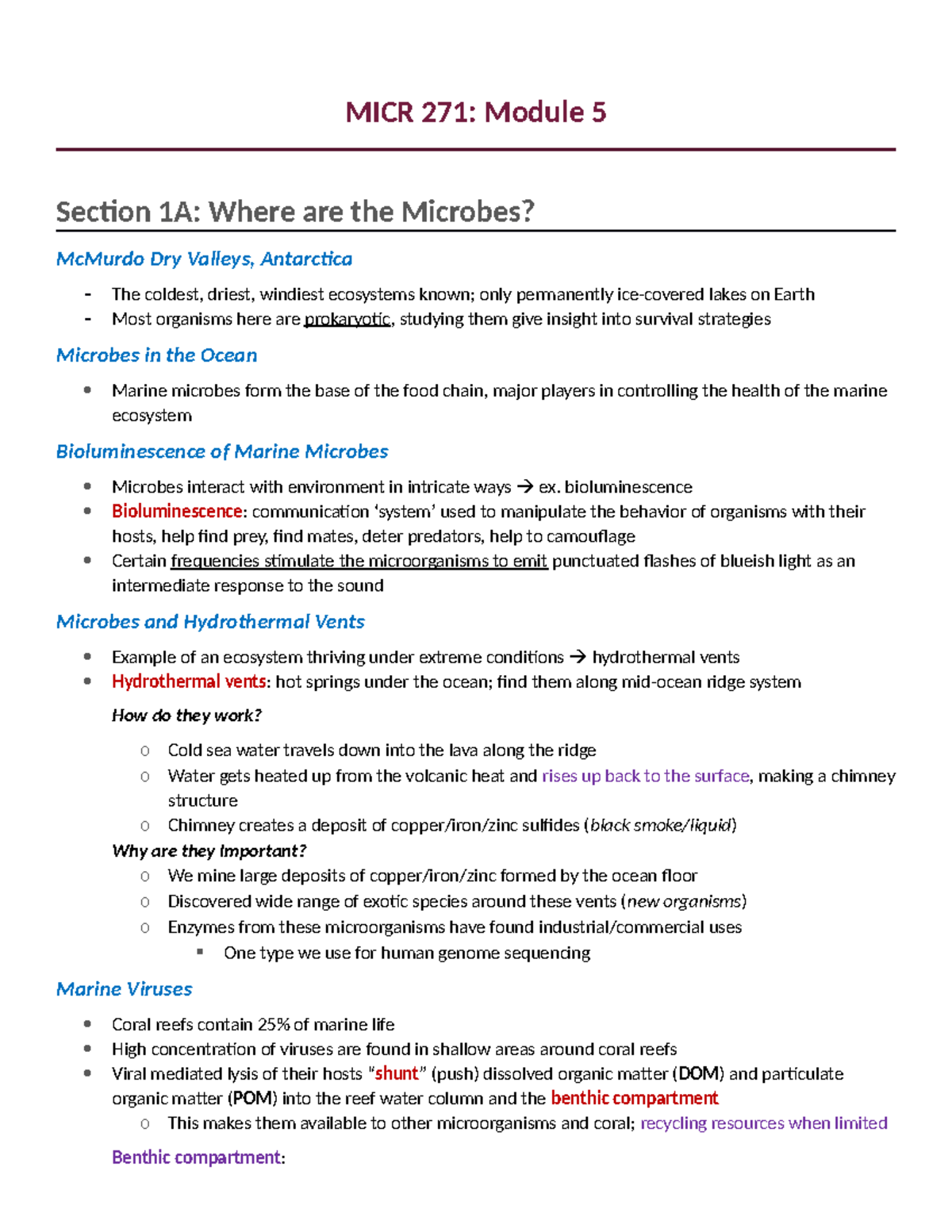 MICR 271 Module 5 Notes - MICR 271: Module 5 Section 1A: Where are the ...