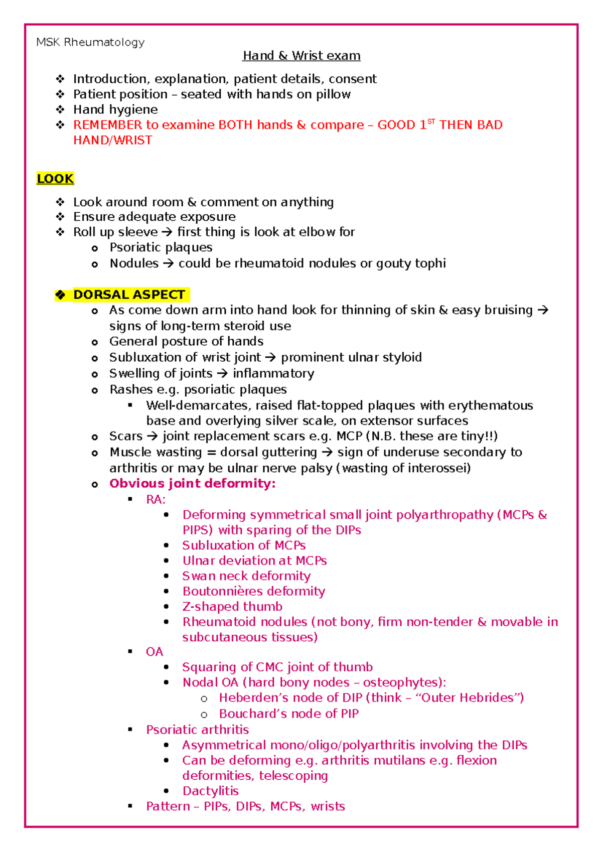 Hand & wrist exam - Hand & Wrist exam Introduction, explanation ...