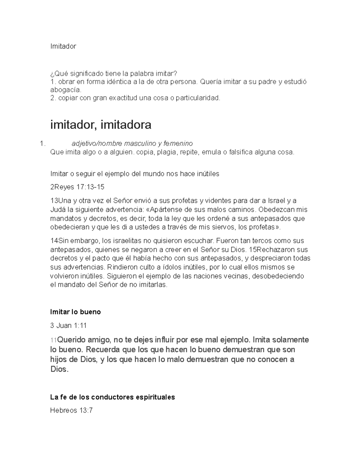 Imitador - Imitador ¿Qué significado tiene la palabra imitar? 1. obrar ...