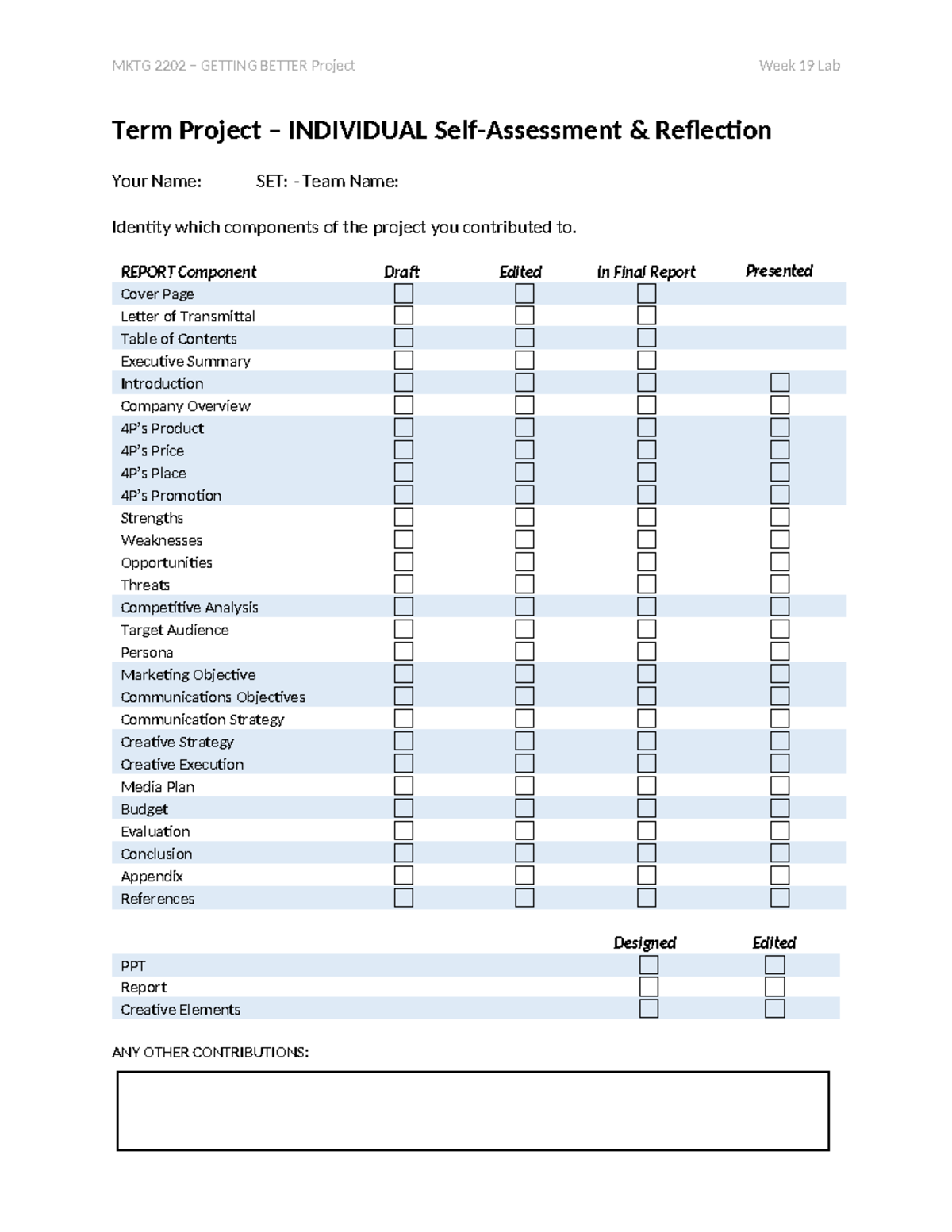 Term Project – Project Debrief - WORD Version - Term Project ...