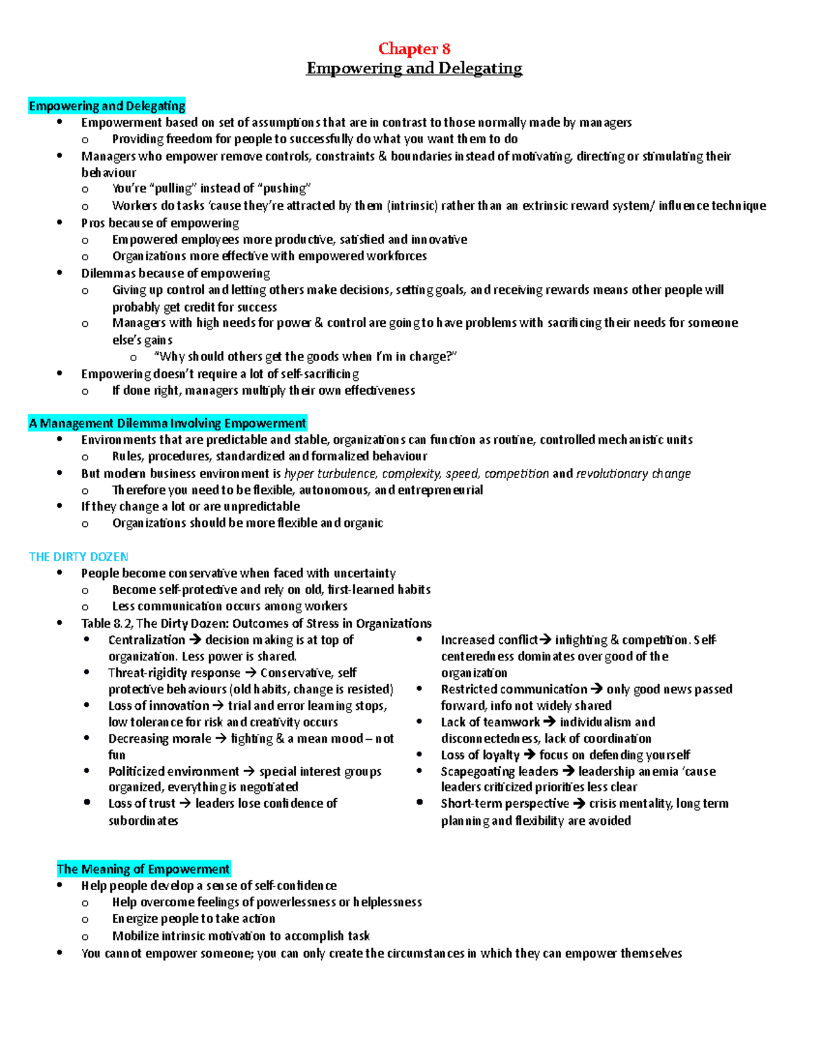 Managing Interpersonal Dynamics - Summary - 6. Chapter 8 - Chapter 8 ...