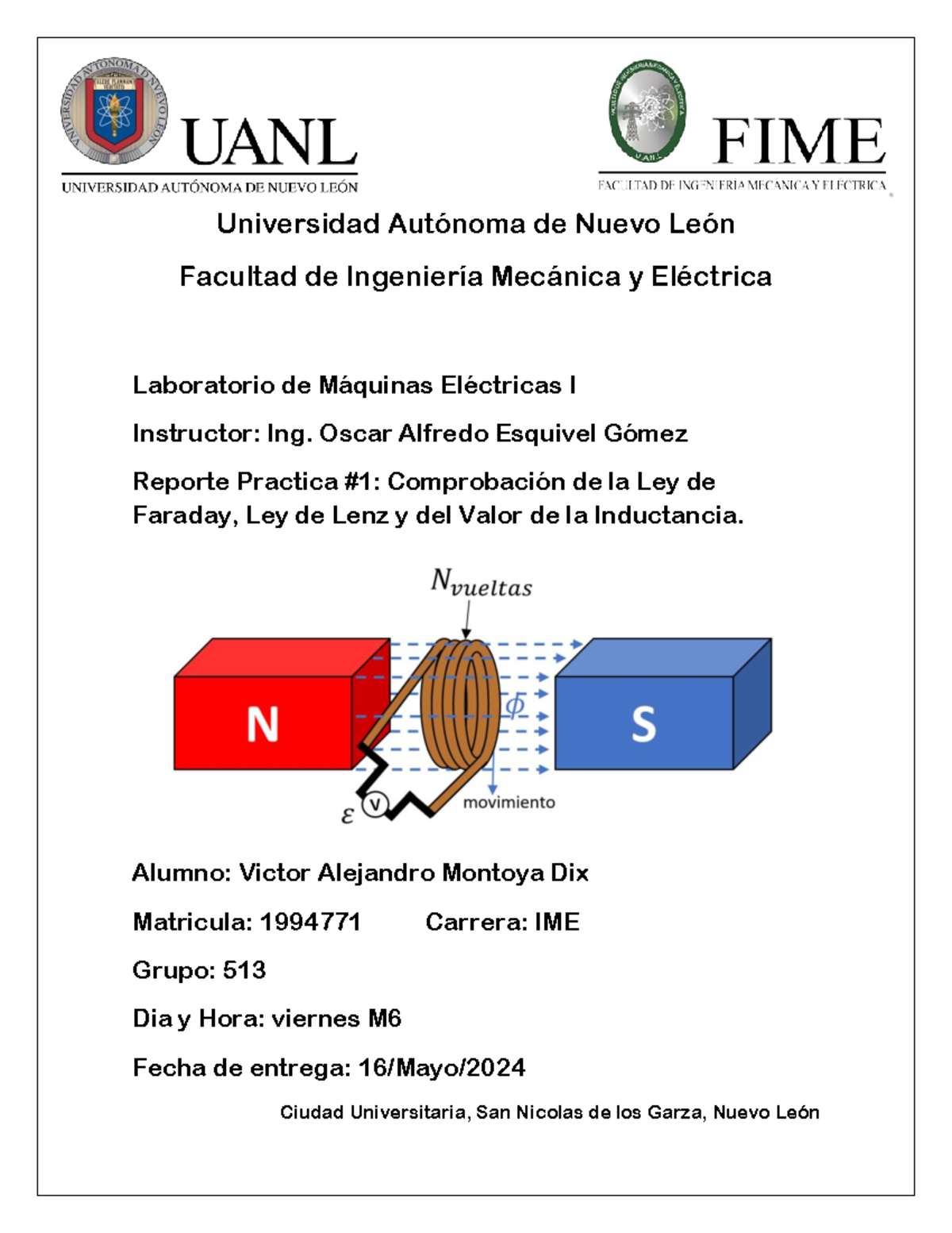 Practica 1 Maquinas Eléctricas I - Universidad Autónoma de Nuevo León Facultad de Ingeniería ...