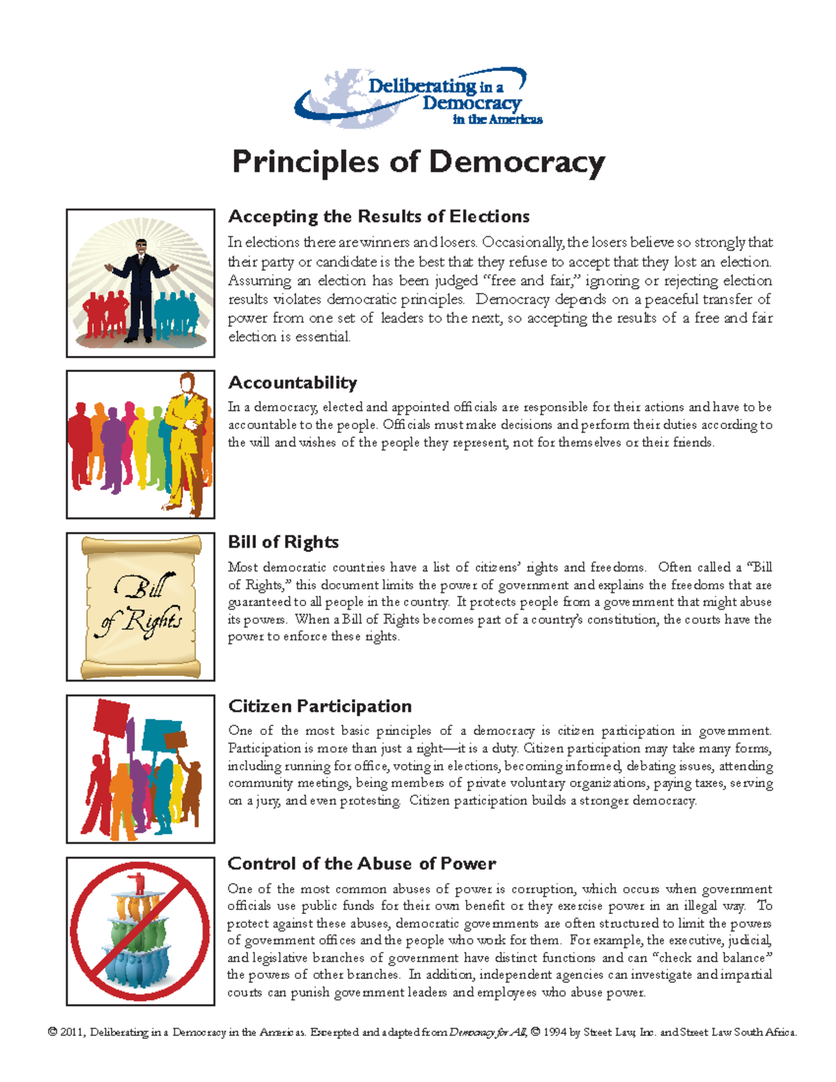 Principlesofdemocracyhandout - © 2011, Deliberating in a Democracy in ...