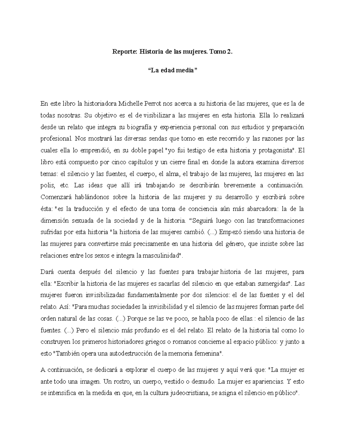 Poder y genero - Resumen del Volumen 2. Historia de las mujeres ...