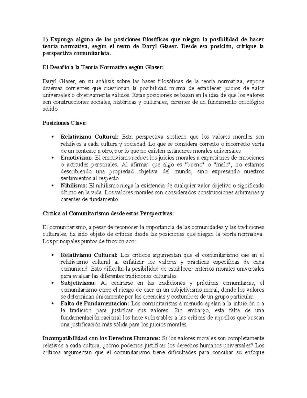Teoria Politica III - Cintia Maidana - 1) Exponga alguna de las ...