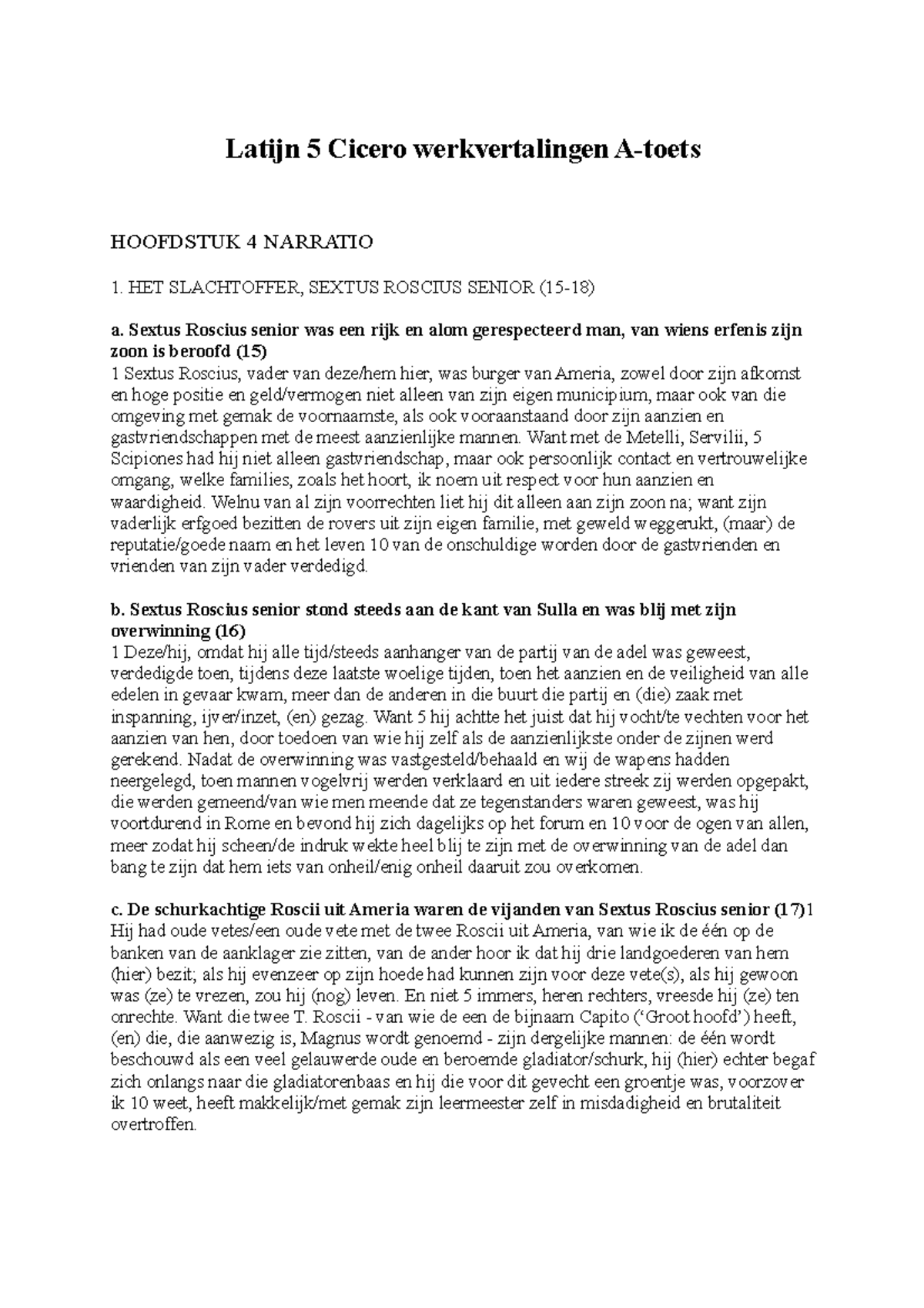 Latijn Vertalingen Cicero - Latijn 5 Cicero werkvertalingen A-toets ...