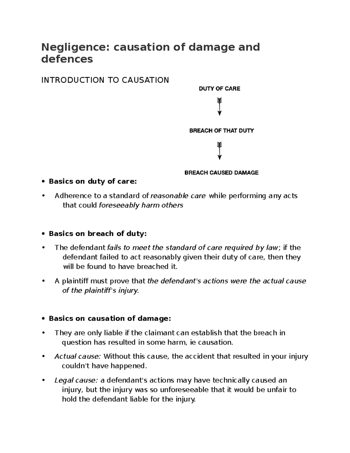 Tort Lecture 3 - Tort Law LG3 - Negligence: causation of damage and ...
