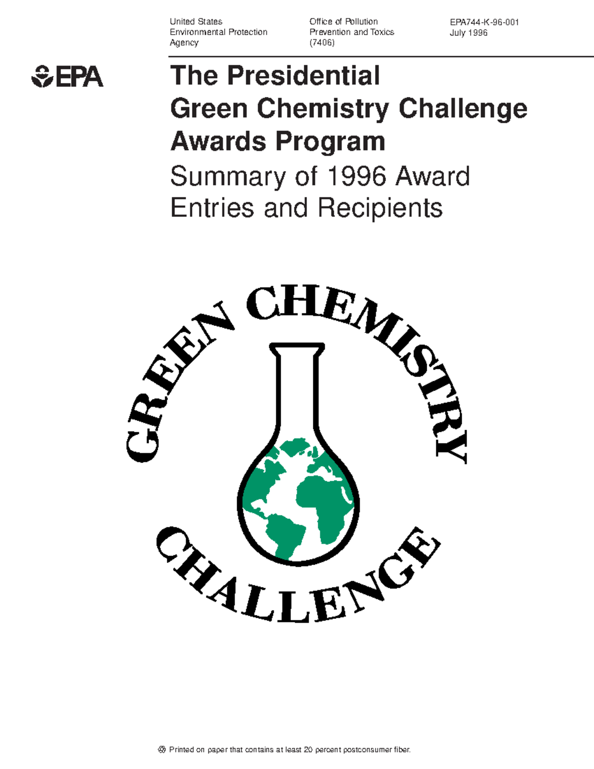 EPA Green Chemistry Challenge - The Presidential Green Chemistry ...