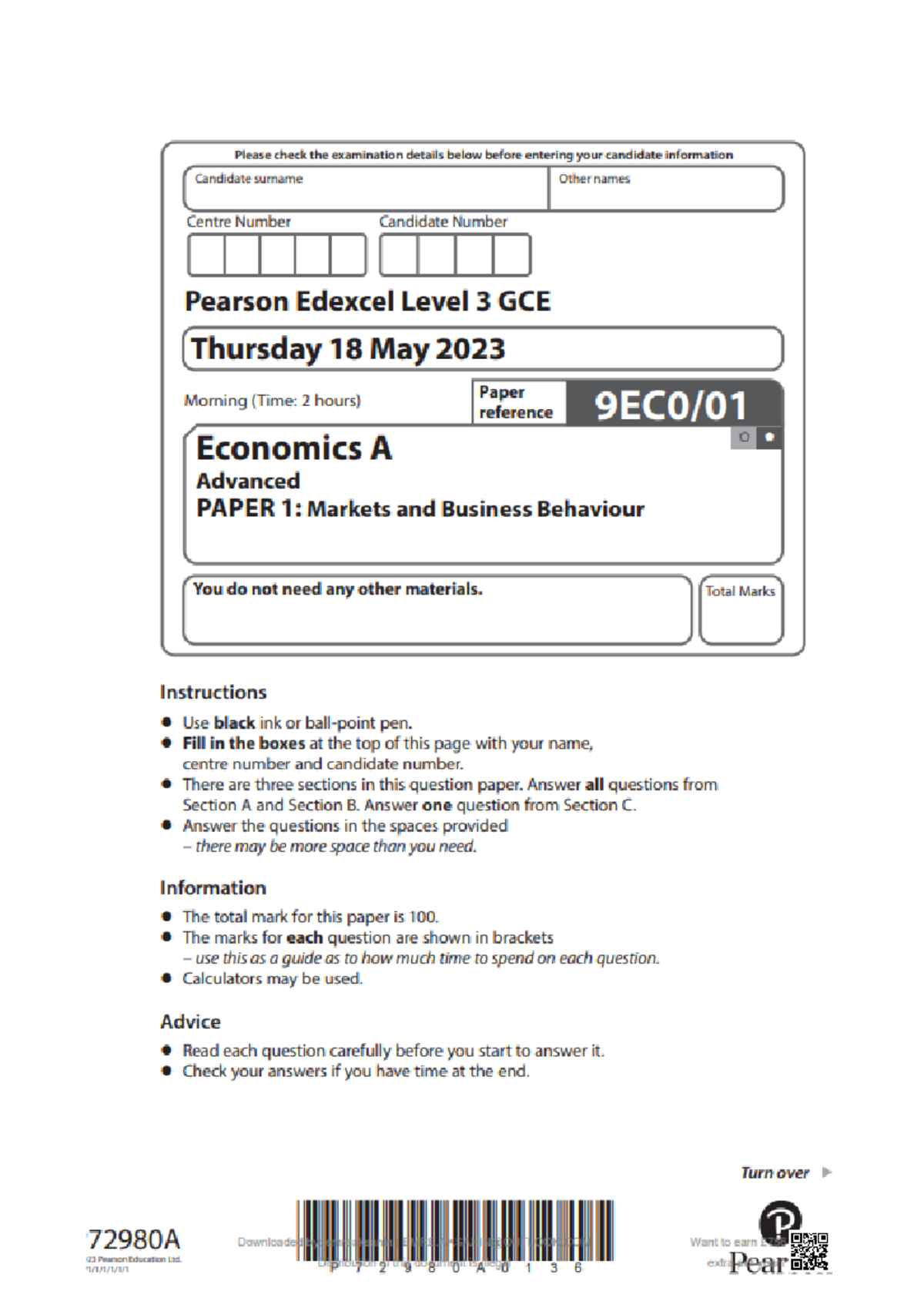Edexcel Paper 1-2023 - Please check the examination details below ...