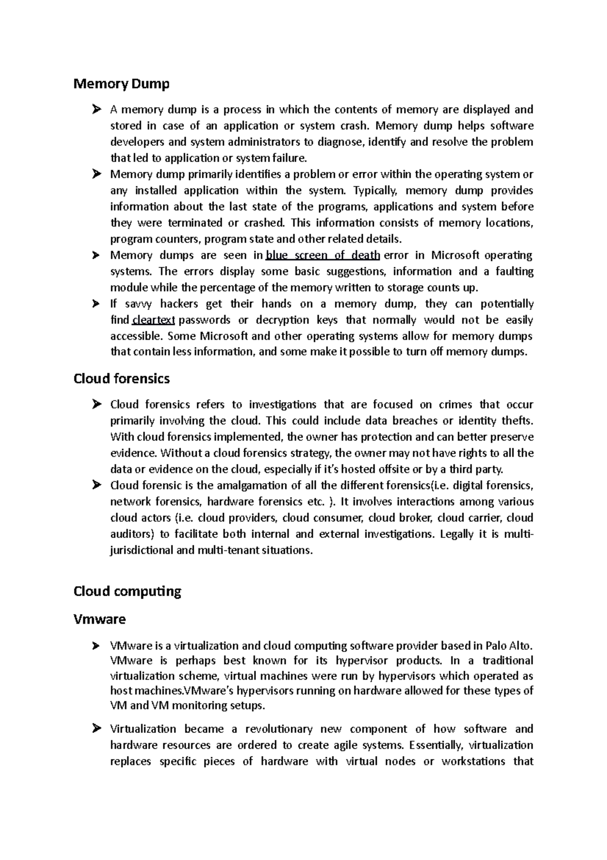 Forensics - gcvfg - Memory Dump A memory dump is a process in which the ...